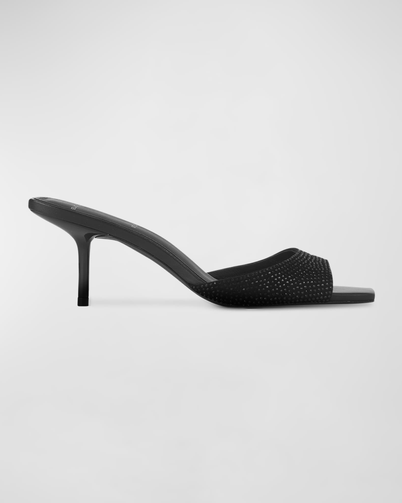 Black Suede Studio Crystal Slide Mule Sandals | Neiman Marcus