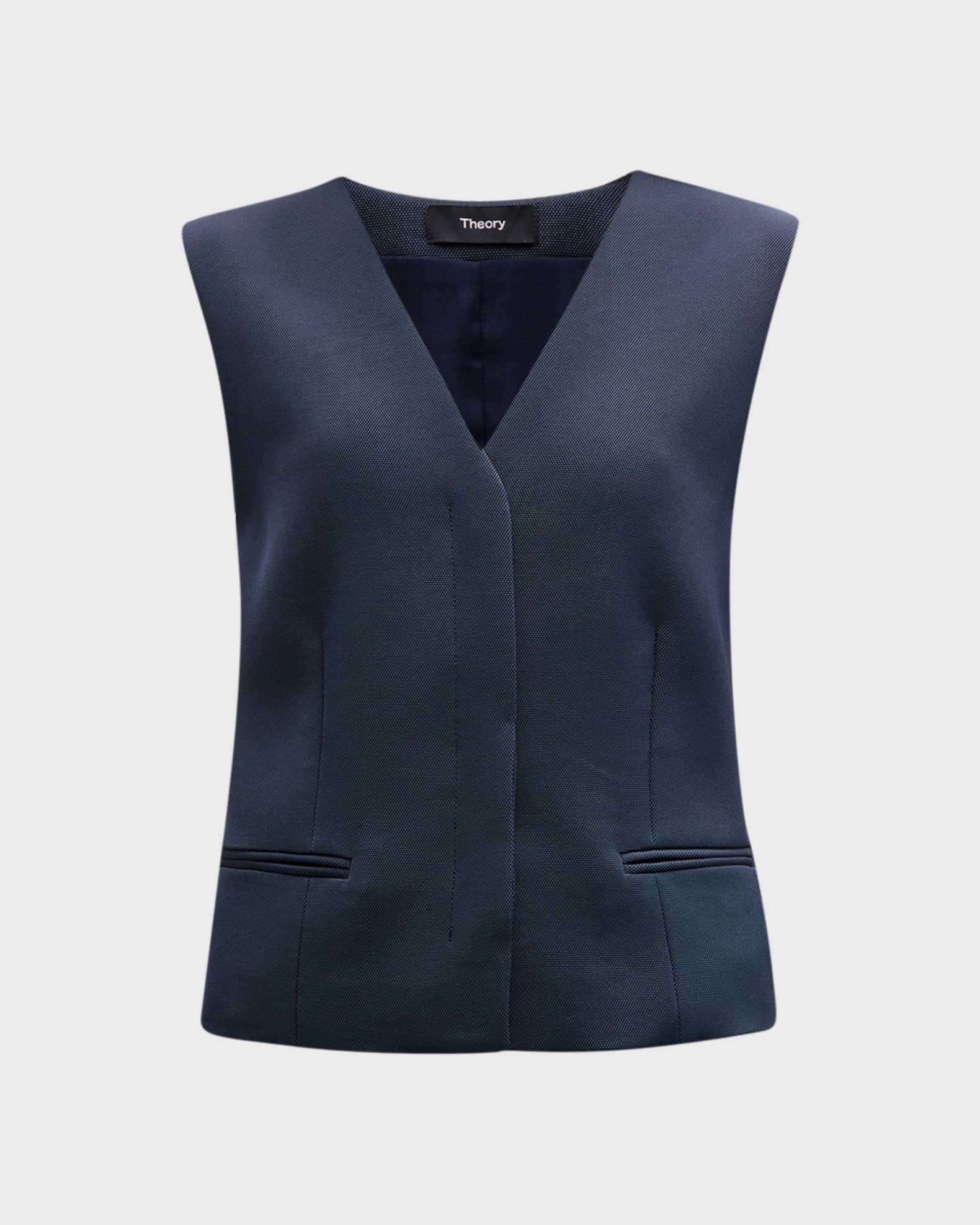 Theory Slim Oxford Crepe Vest | Neiman Marcus