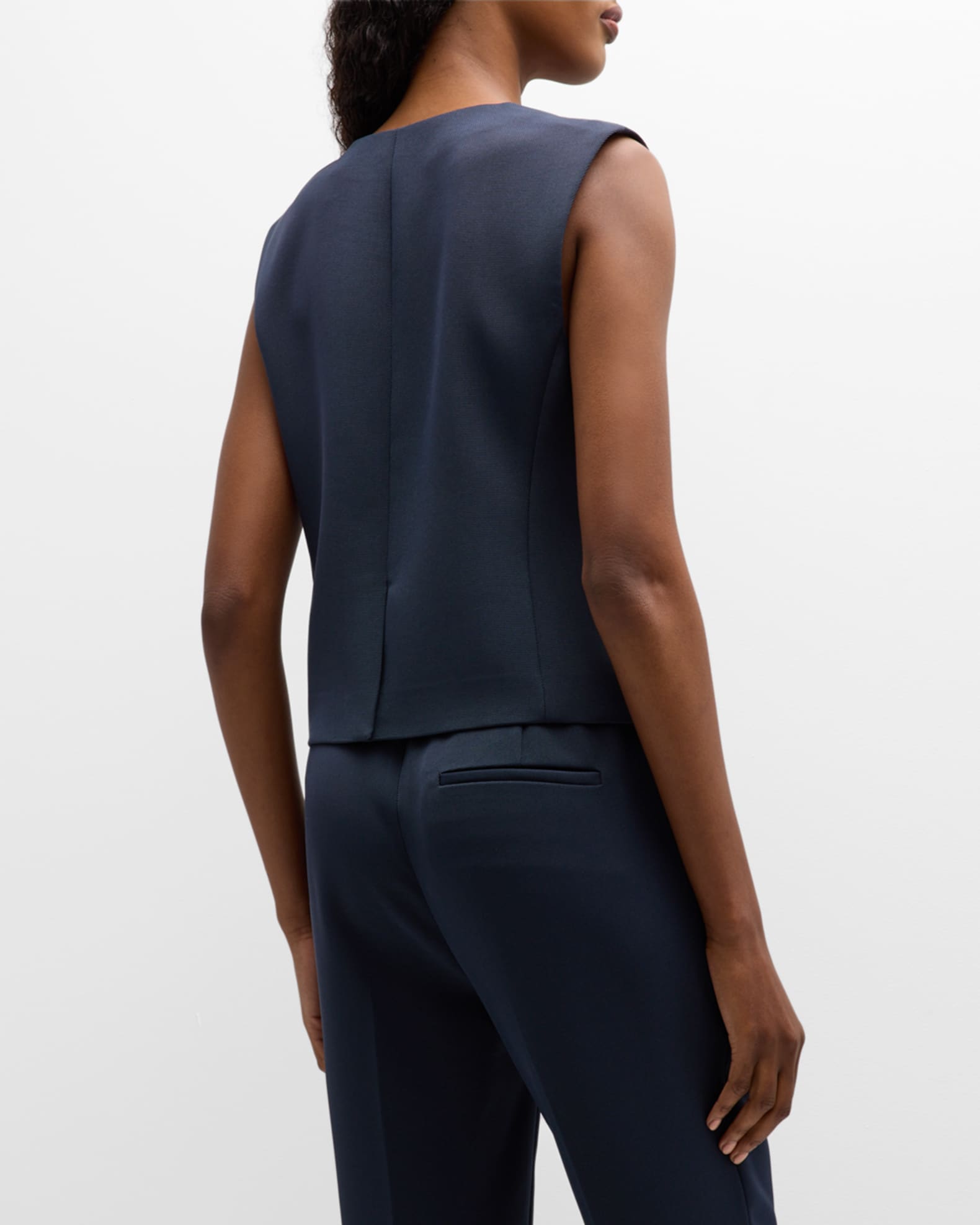 Theory Slim Oxford Crepe Vest | Neiman Marcus
