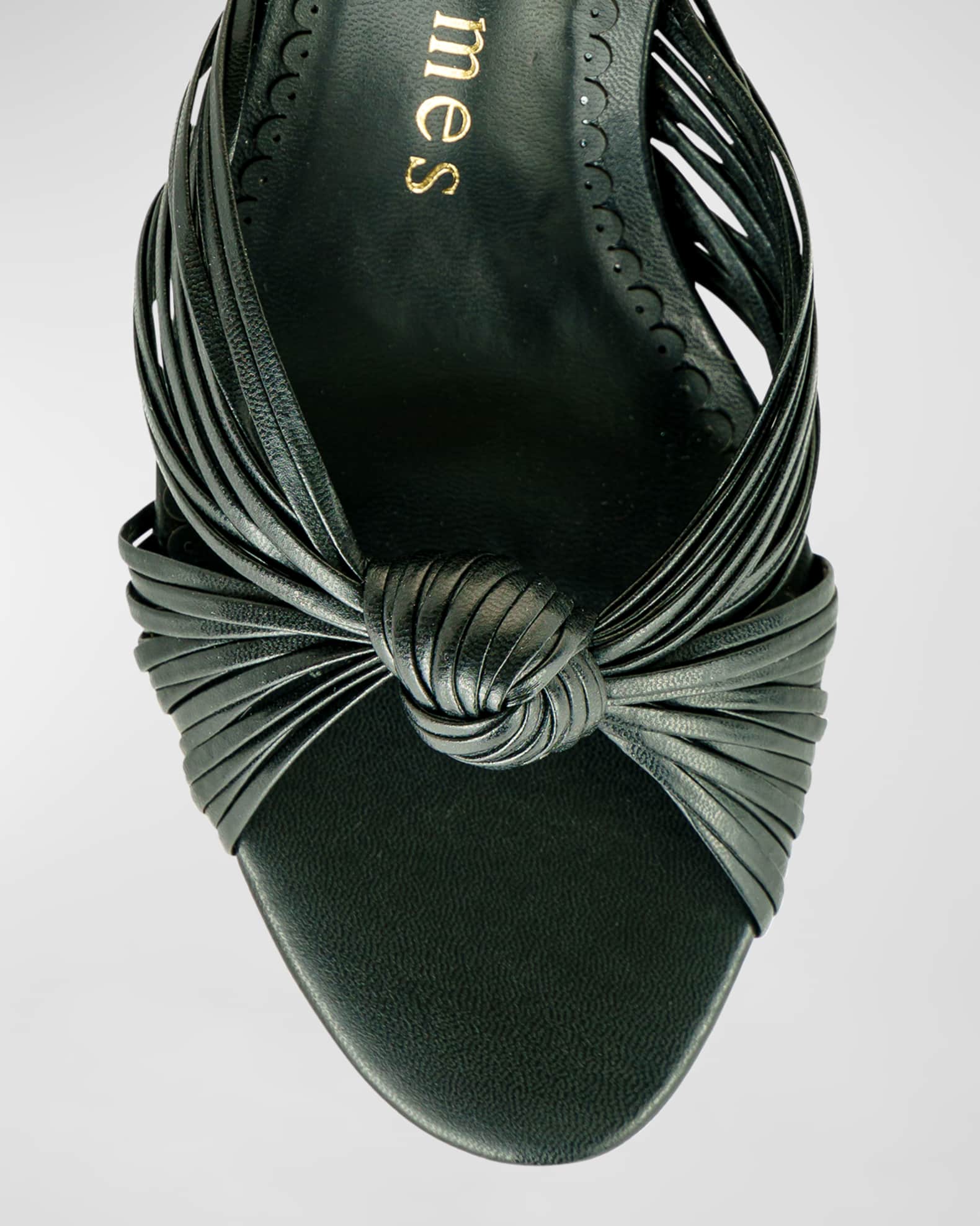 Allegra James Sophie Knotted Block-Heel Mules | Neiman Marcus