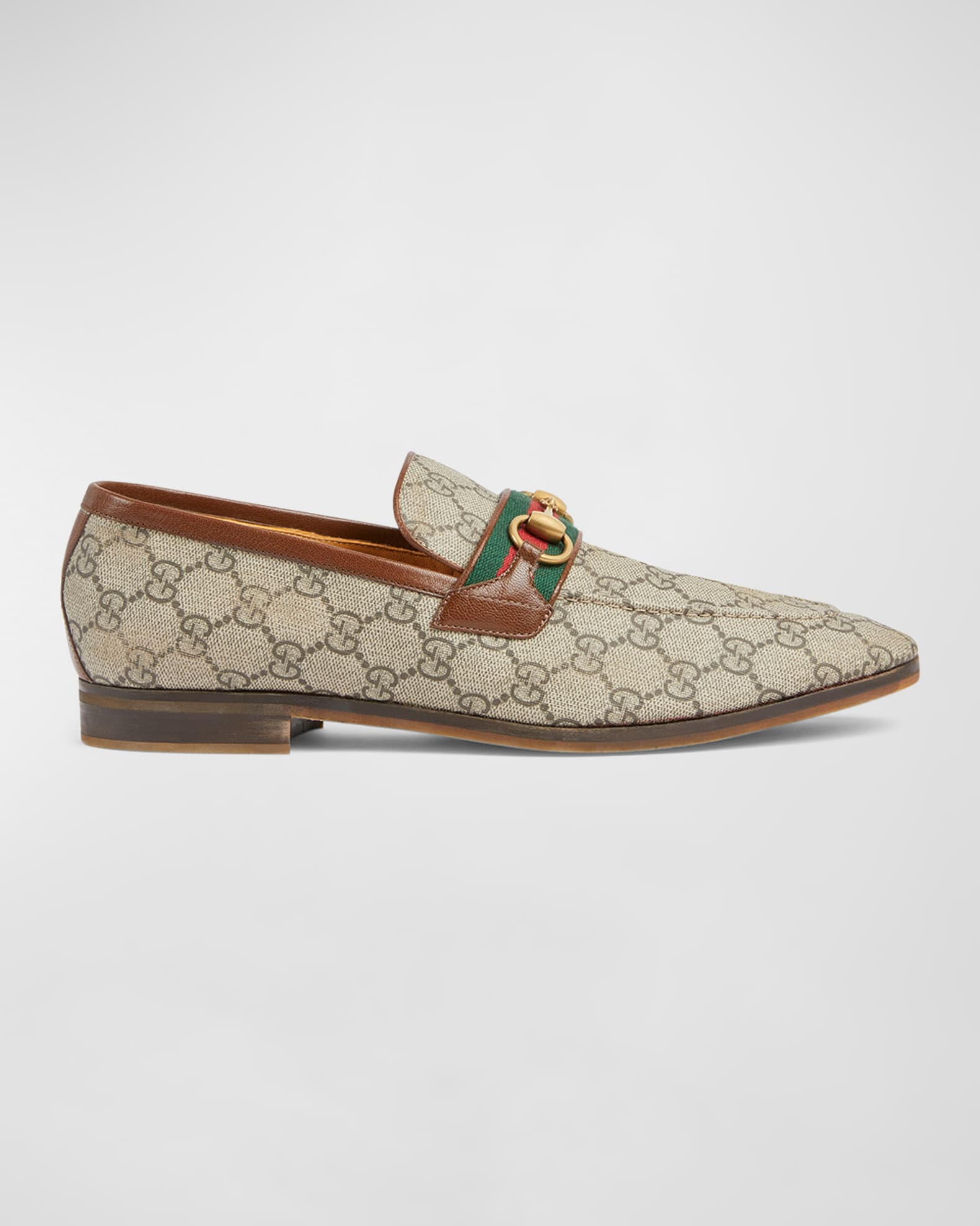 Gucci Men's Paride GG Supreme Canvas Web Bit Loafers | Neiman Marcus