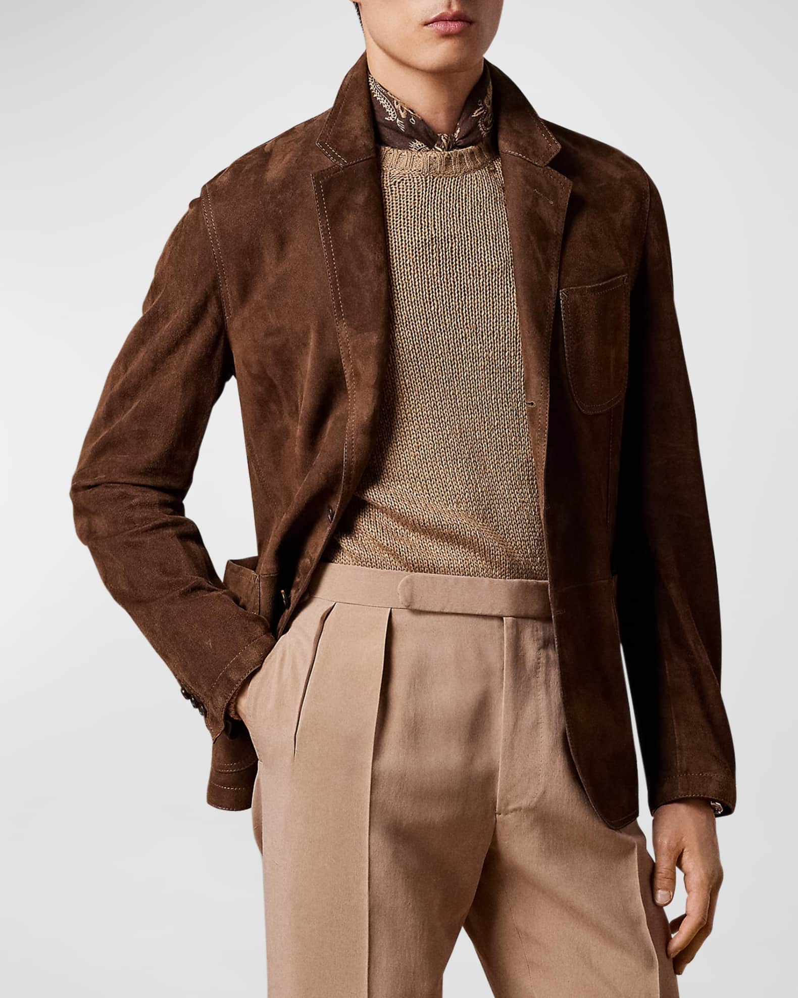 Ralph Lauren Purple Label Men's Stewart Suede Deconstructed Blazer ...