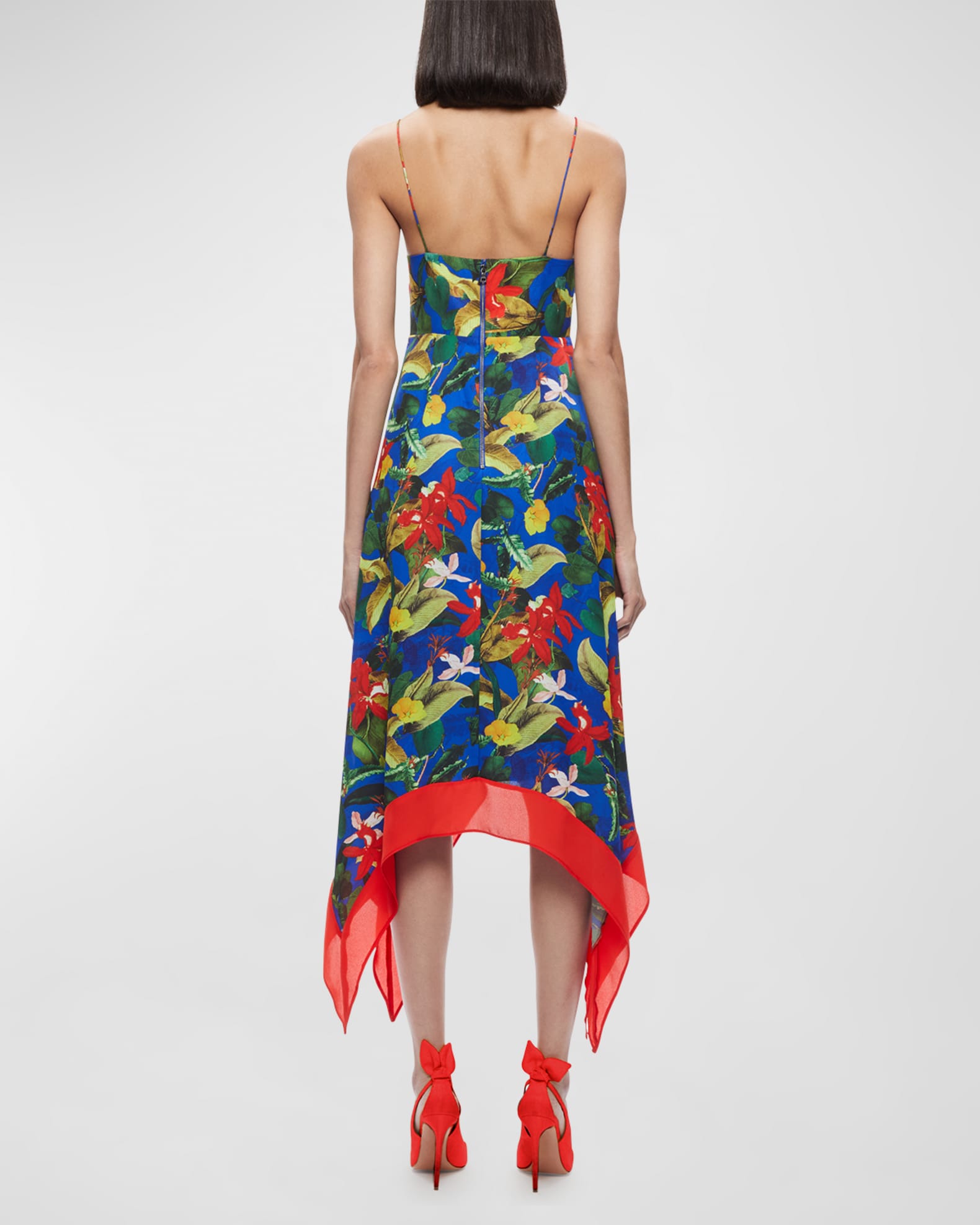 Alice + Olivia Kayson V-Neck Handkerchief Slip Dress | Neiman Marcus