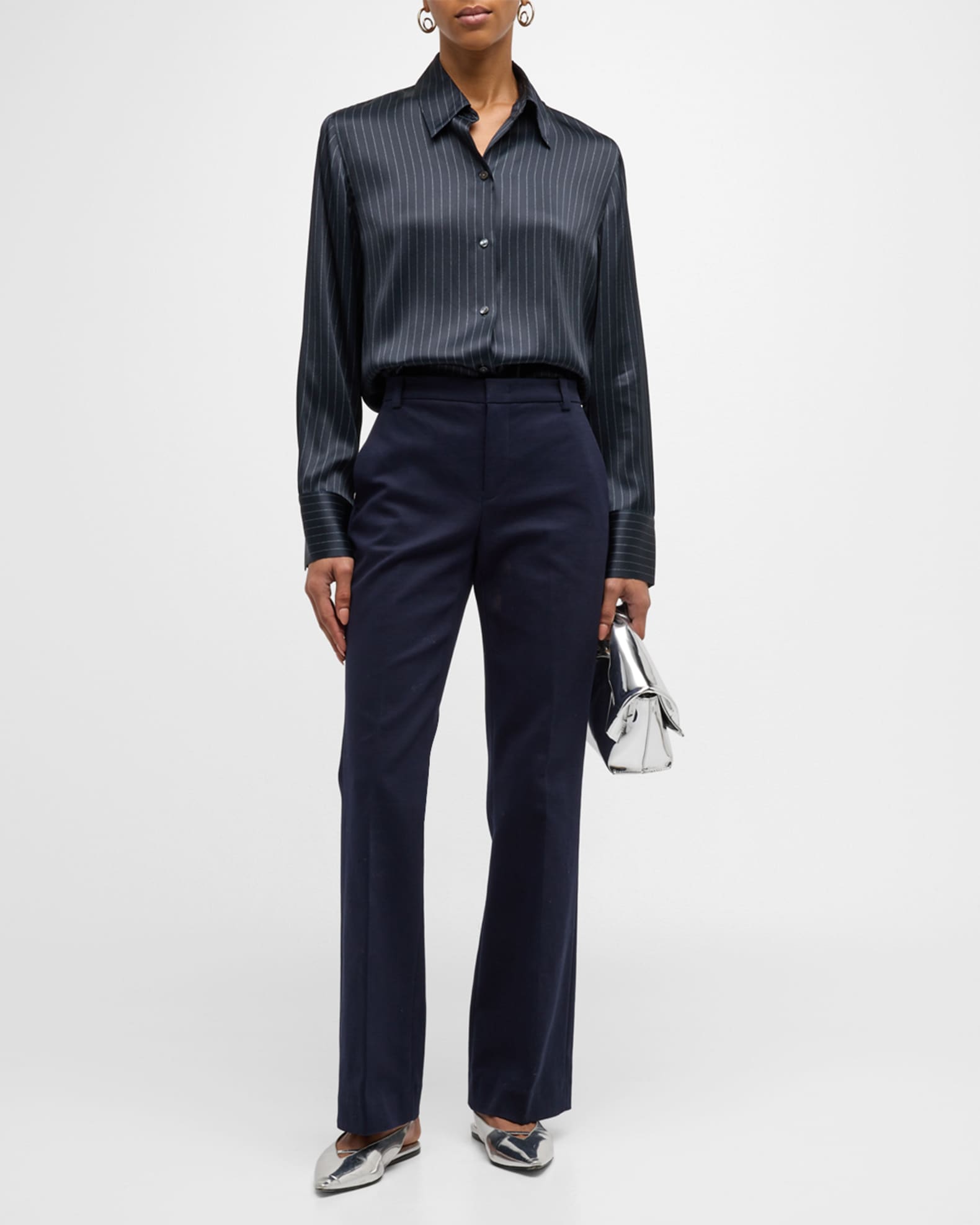 Vince Cotton Stretch Mid-Rise Bootcut Pants | Neiman Marcus