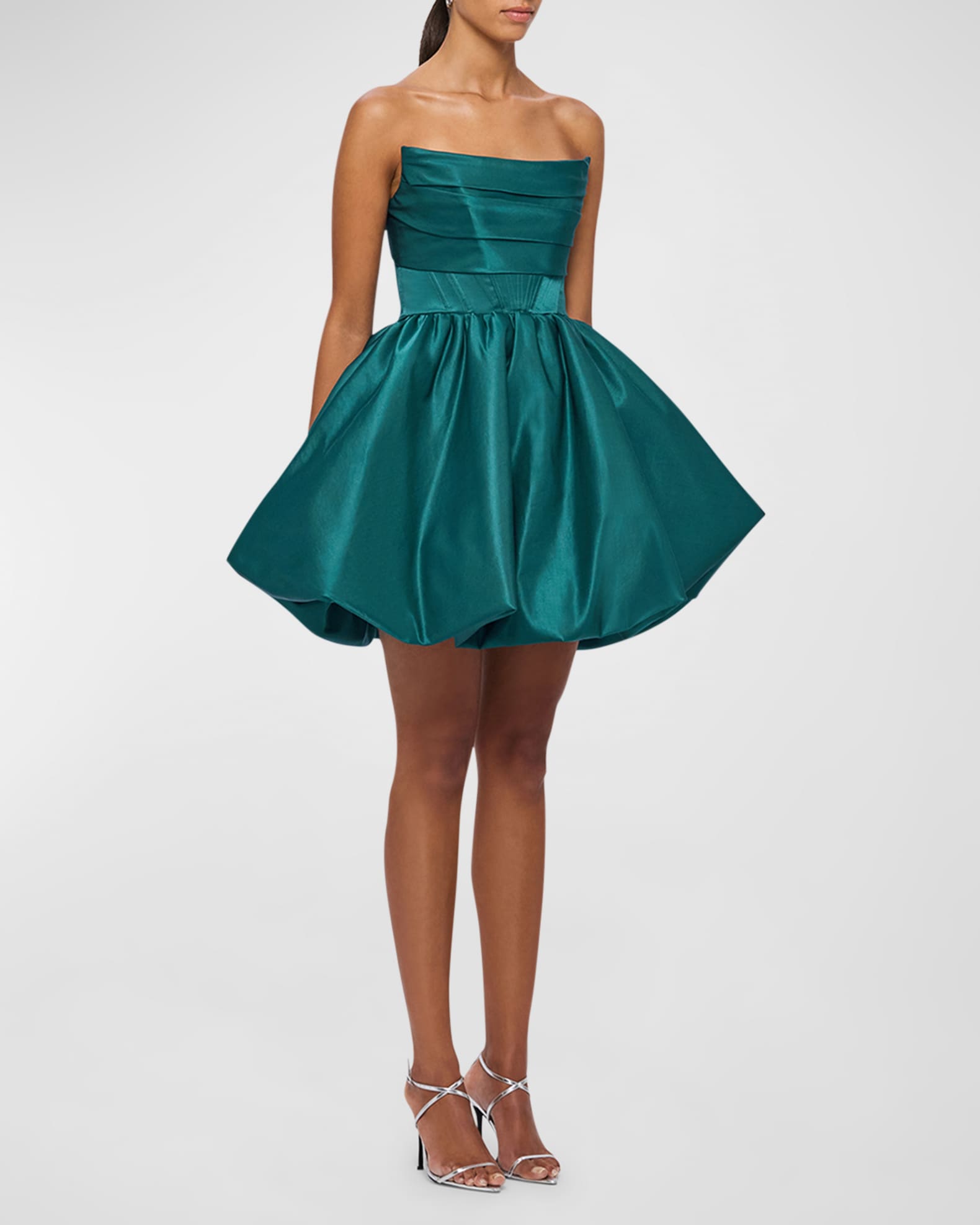 LEO LIN Katy Cotton & Silk Strapless Bustier Mini Dress | Neiman Marcus