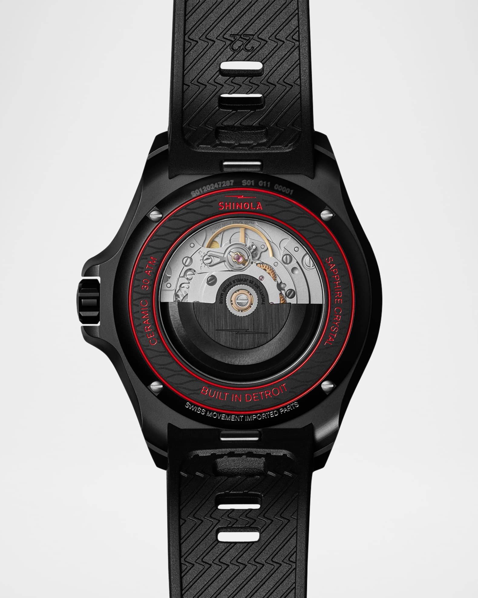 Shinola Monster Automatic Rubber-Strap Watch, 43mm | Neiman Marcus