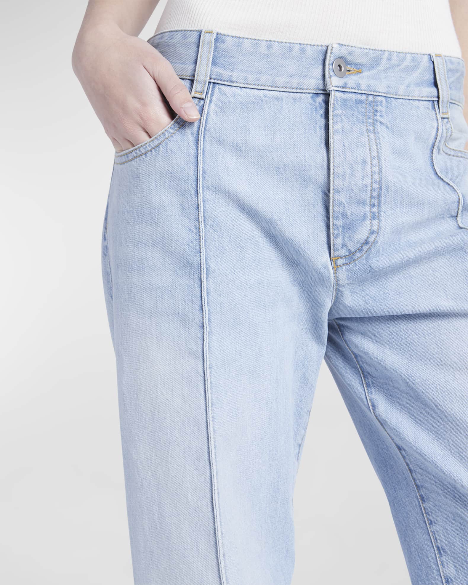 Bottega Veneta Boyfriend Denim Cuffed Pants | Neiman Marcus