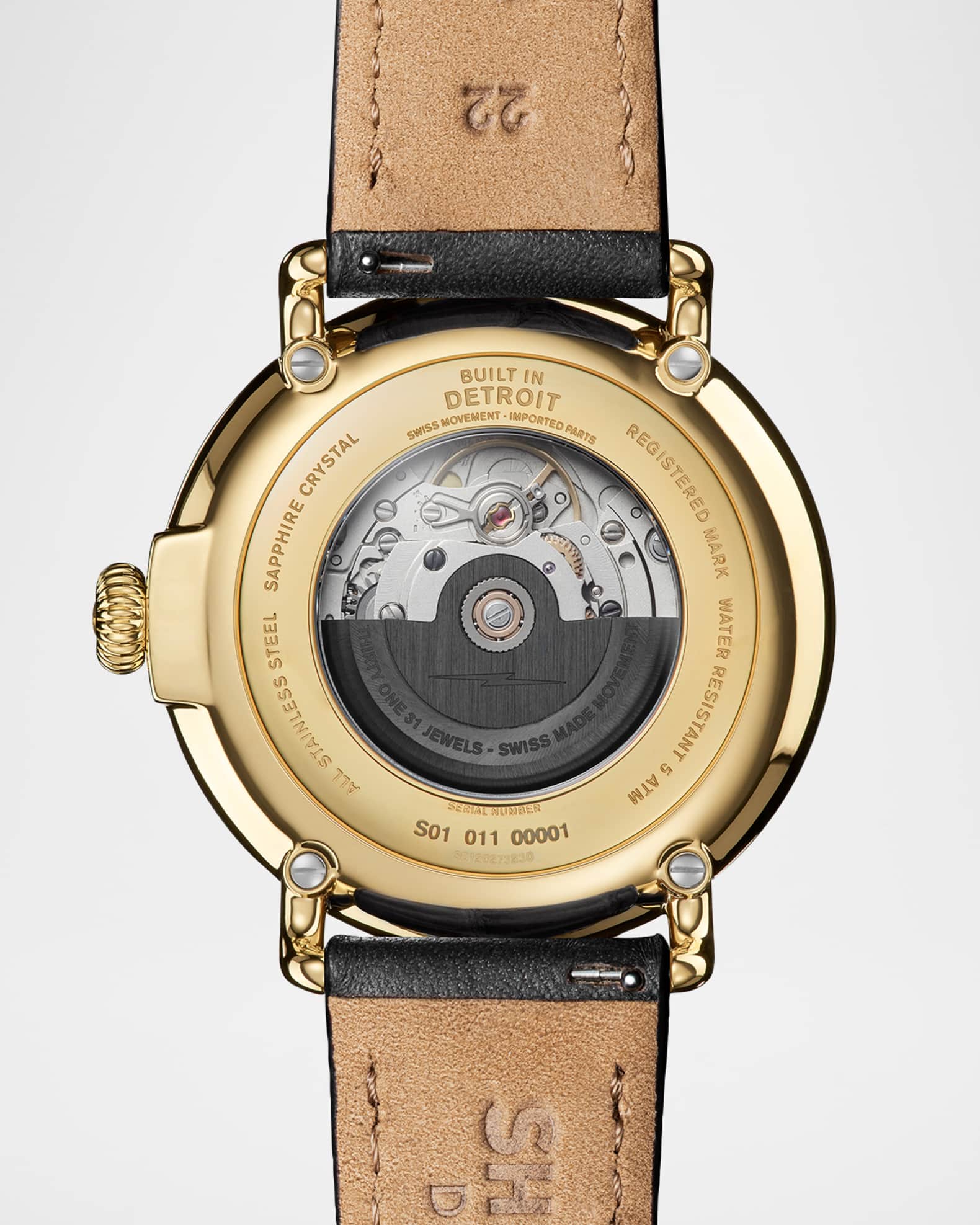 Shinola Runwell Automatic Leather Strap Watch, 45mm | Neiman Marcus