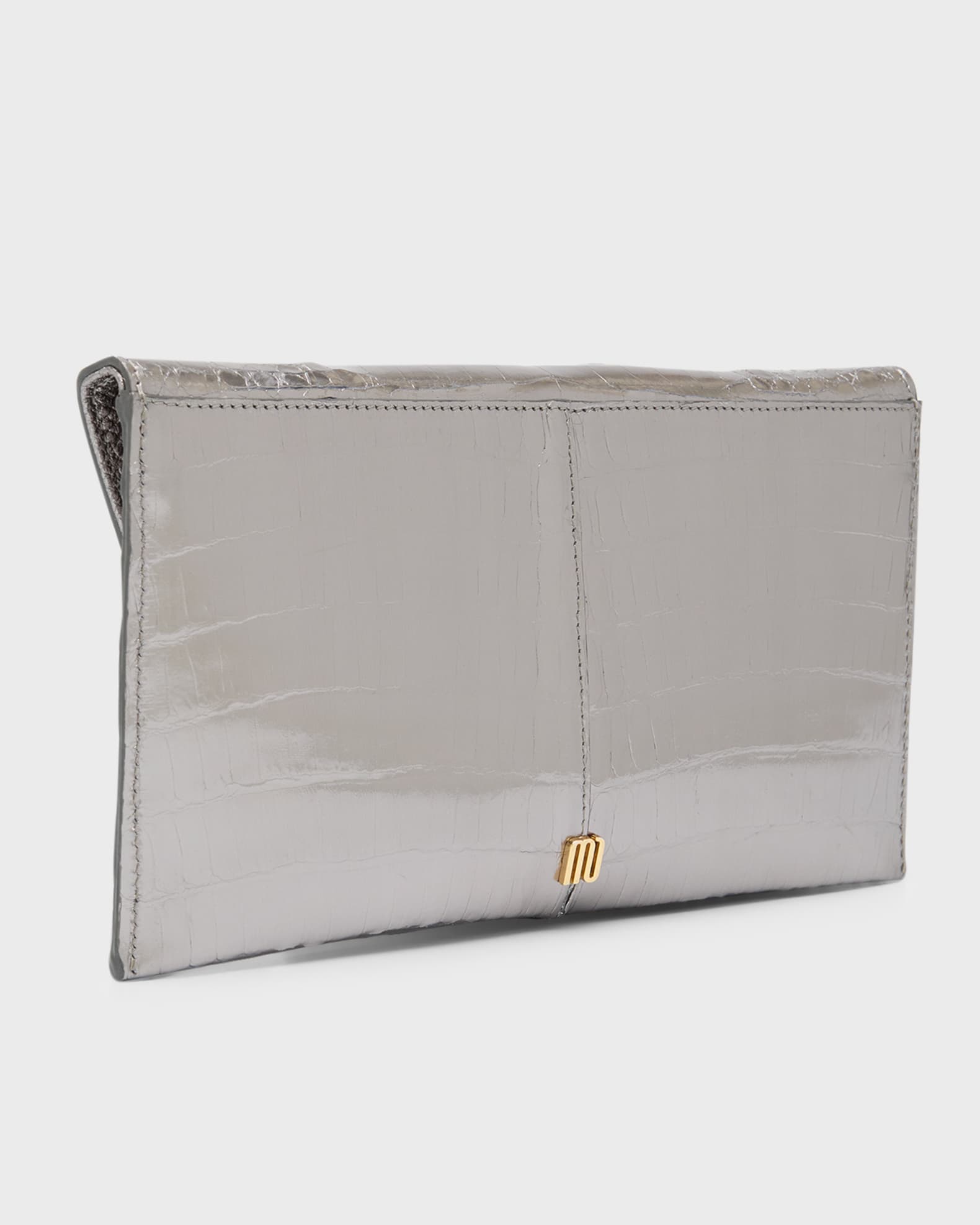 Maria Oliver Belen Metallic Crocodile Clutch Bag | Neiman Marcus