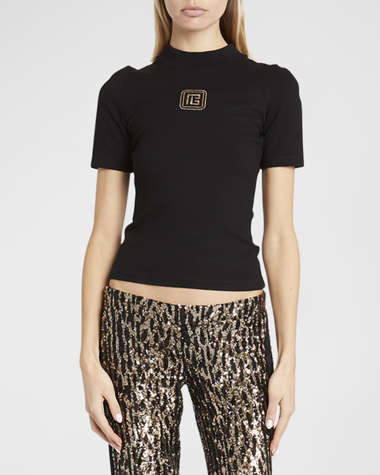 Balmain Retro PB Embroidered Raglan Short-Sleeve T-Shirt | Neiman Marcus
