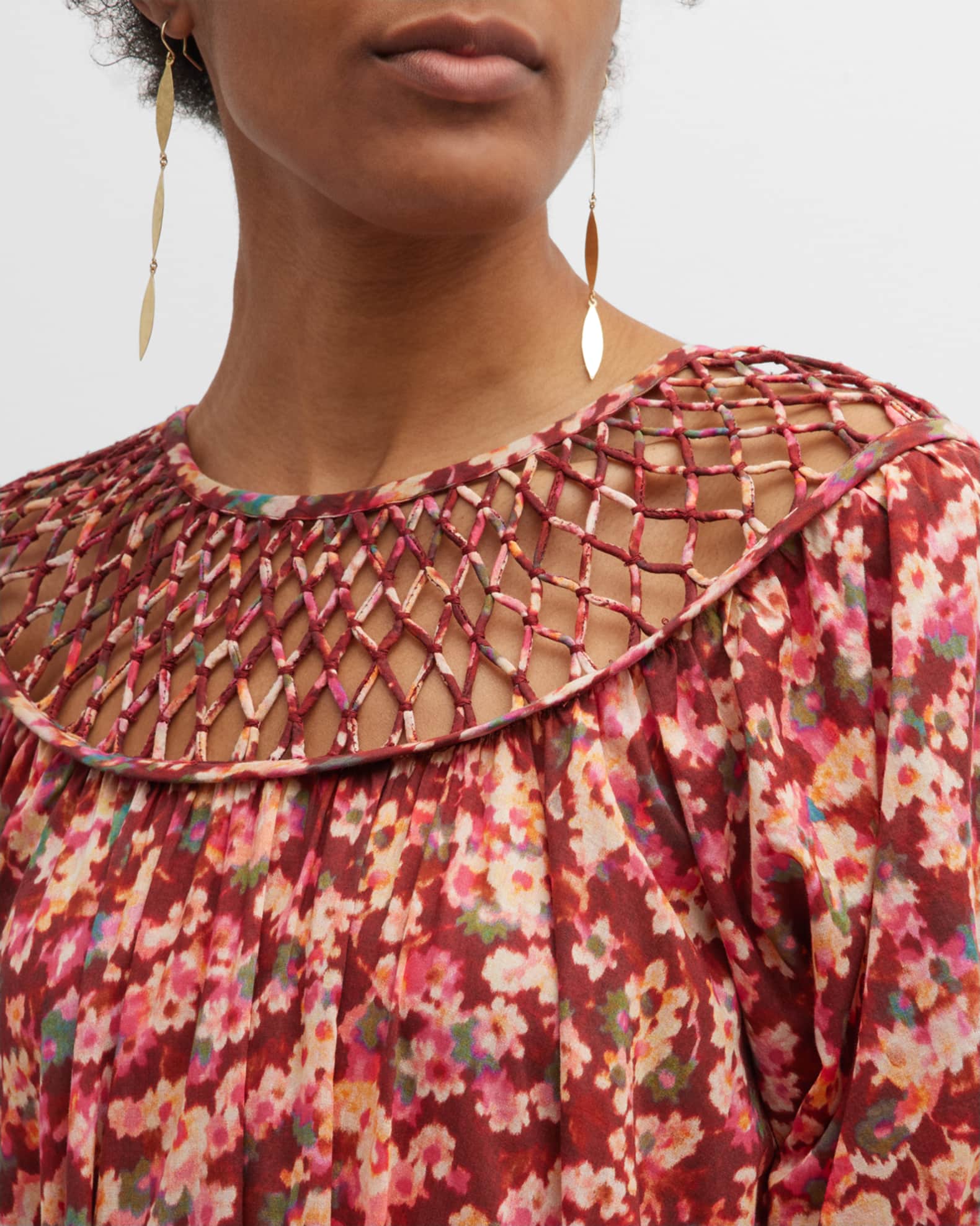 Merlette Andersson Floral-Print Woven Midi Dress | Neiman Marcus