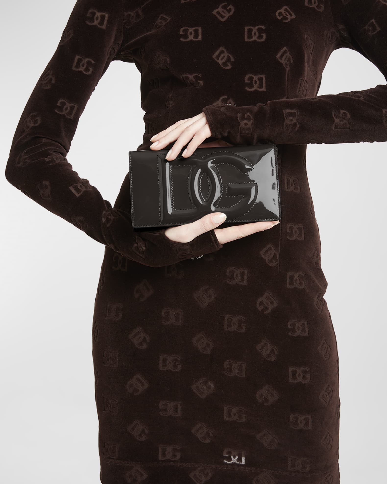 Dolce&Gabbana DG Logo Patent Leather Shoulder Bag | Neiman Marcus