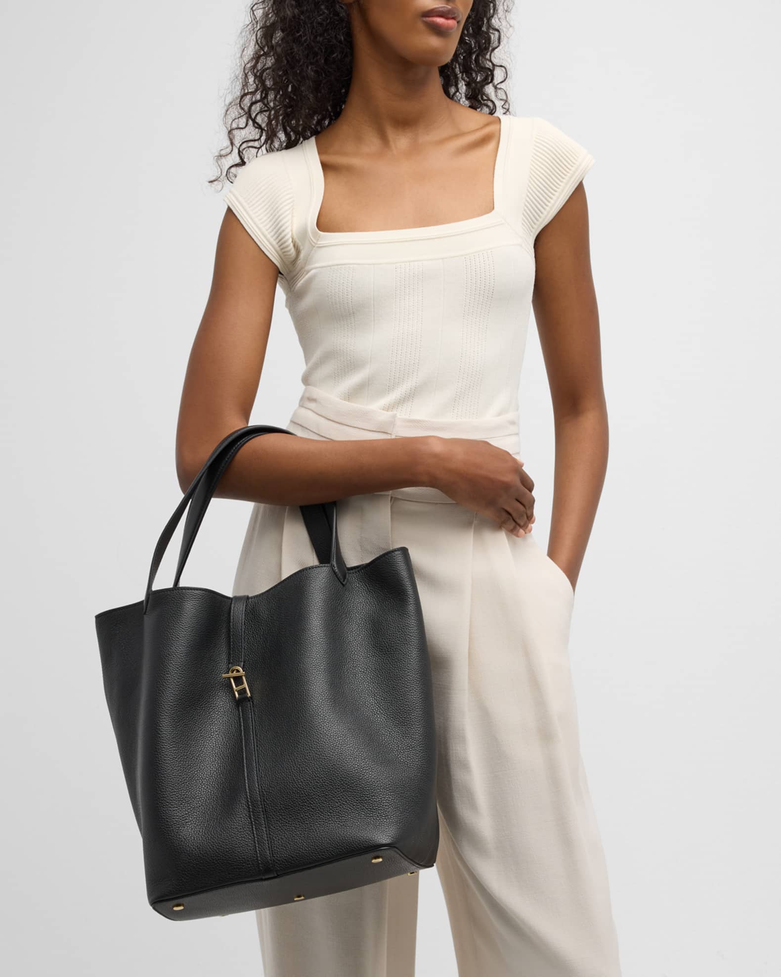 Savette Grain Leather Tote Bag | Neiman Marcus