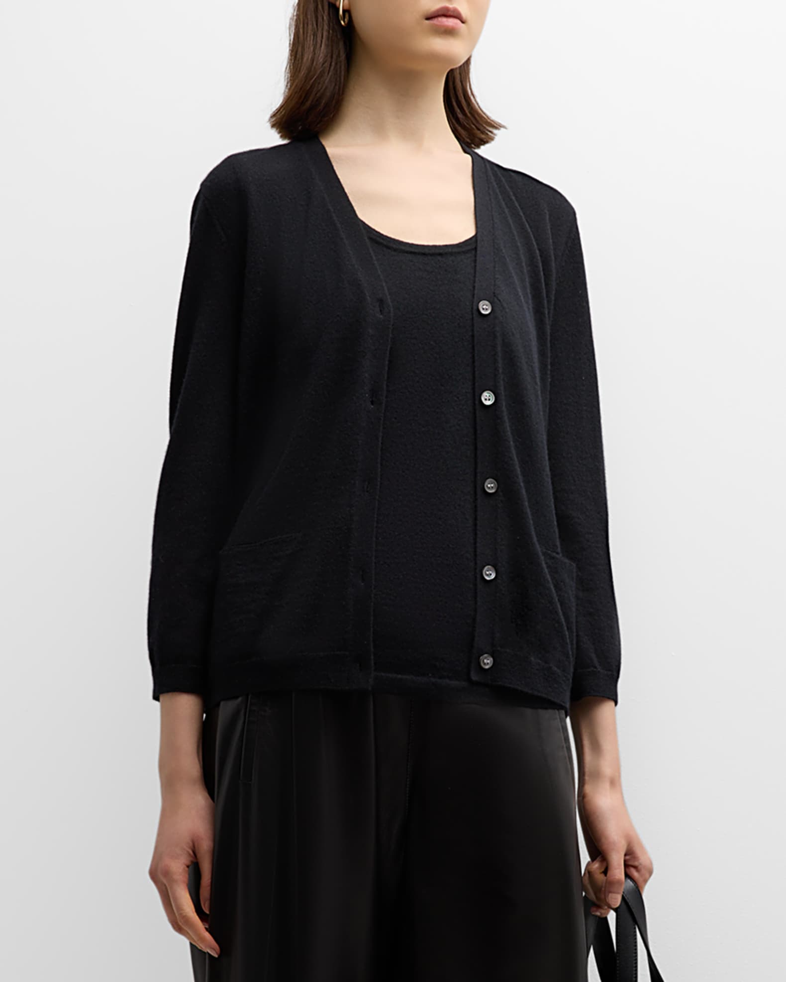 Neiman Marcus Cashmere Collection Cashmere Superfine Button-Front ...