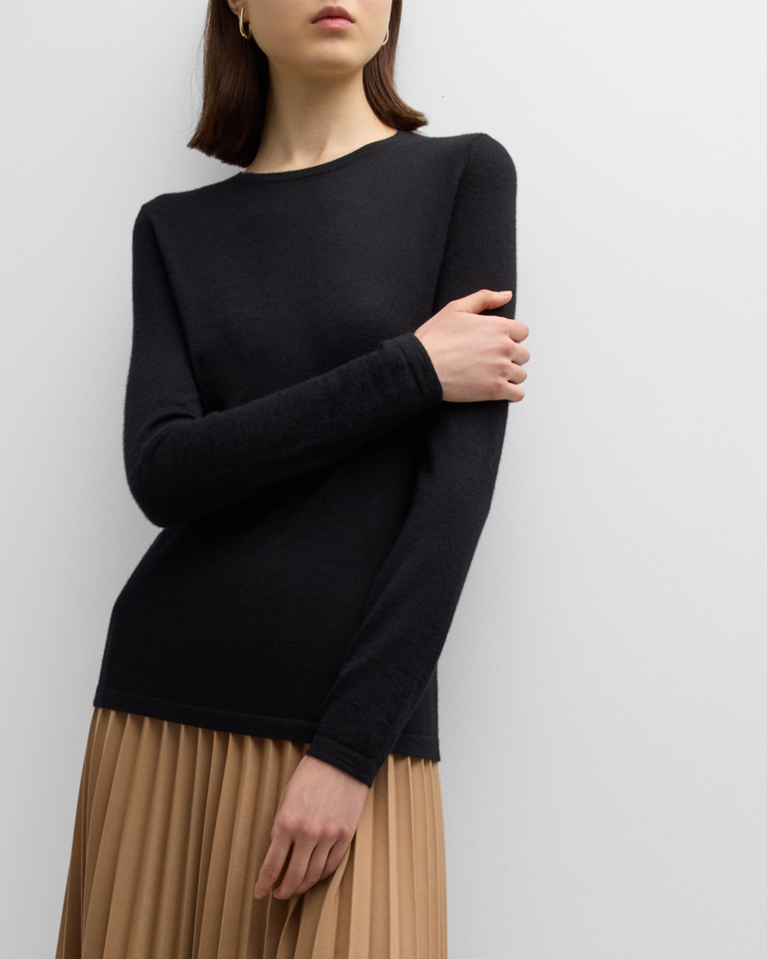 Neiman Marcus Cashmere Collection Cashmere Superfine Crewneck Top ...