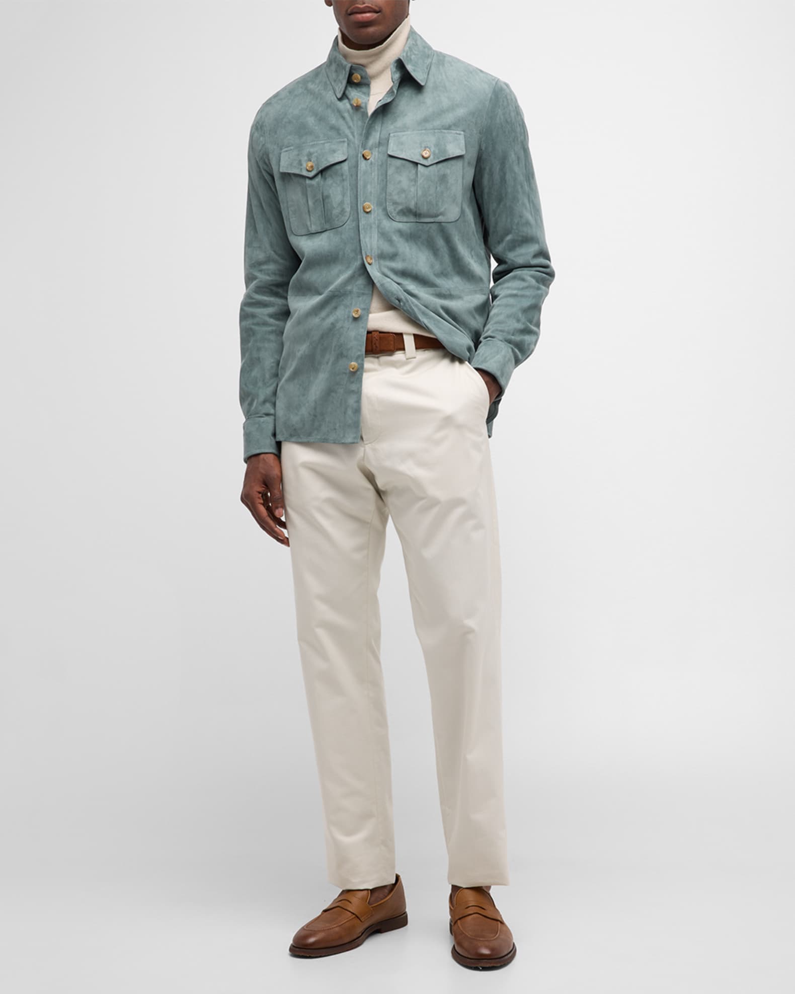 Ralph Lauren Purple Label Men's Barron Suede Overshirt | Neiman Marcus