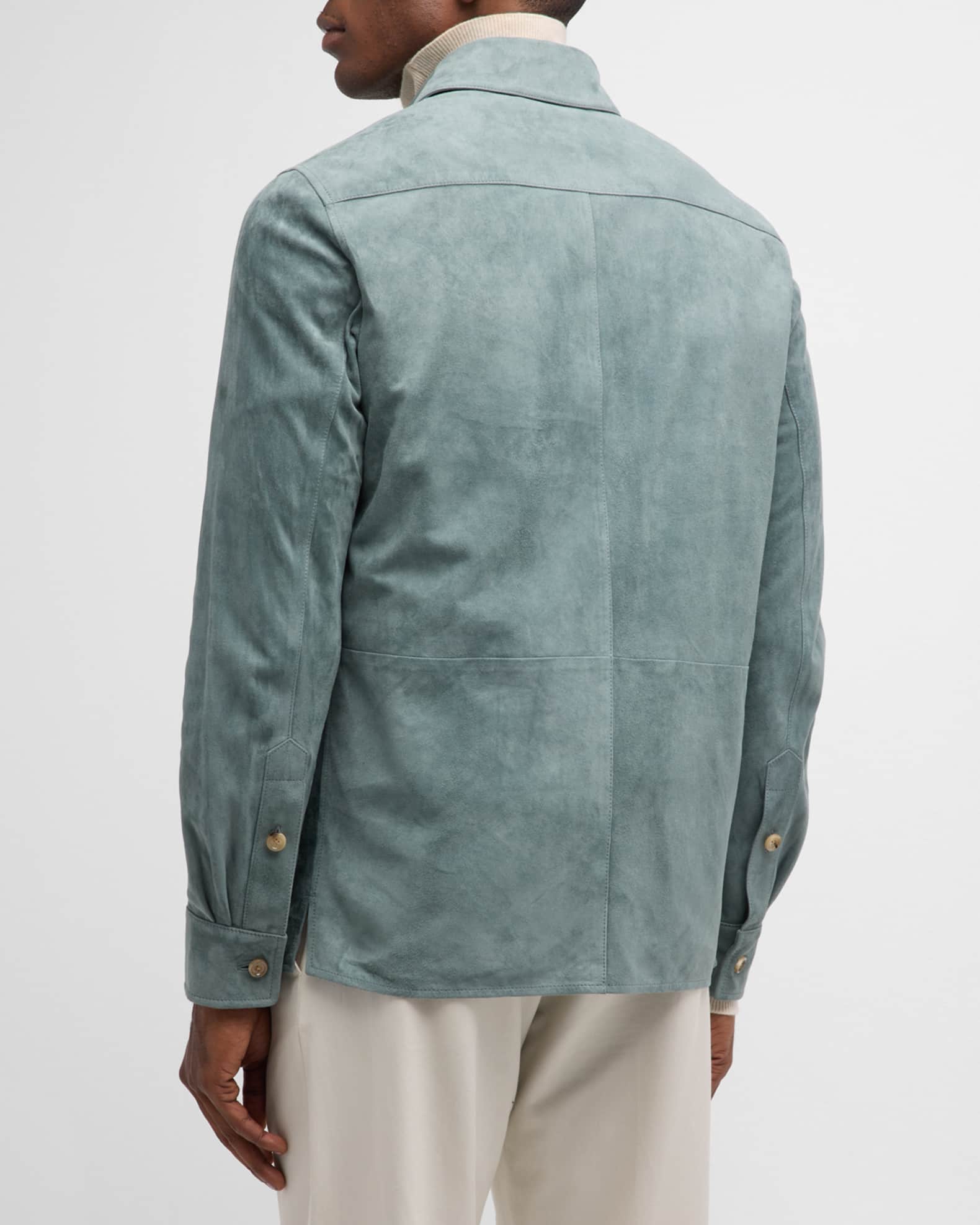 Ralph Lauren Purple Label Men's Barron Suede Overshirt | Neiman Marcus