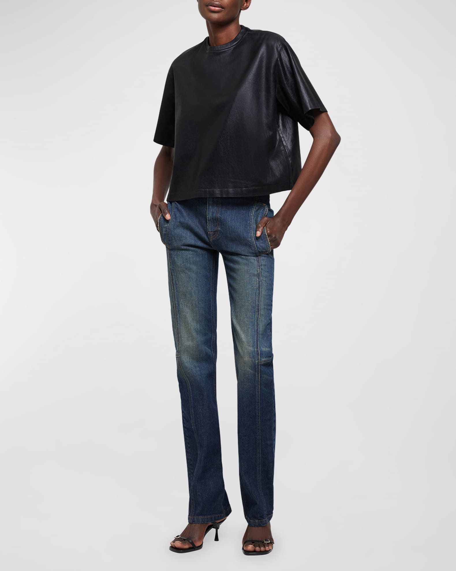 SIMKHAI Simkhai Label Short-Sleeve T-Shirt | Neiman Marcus