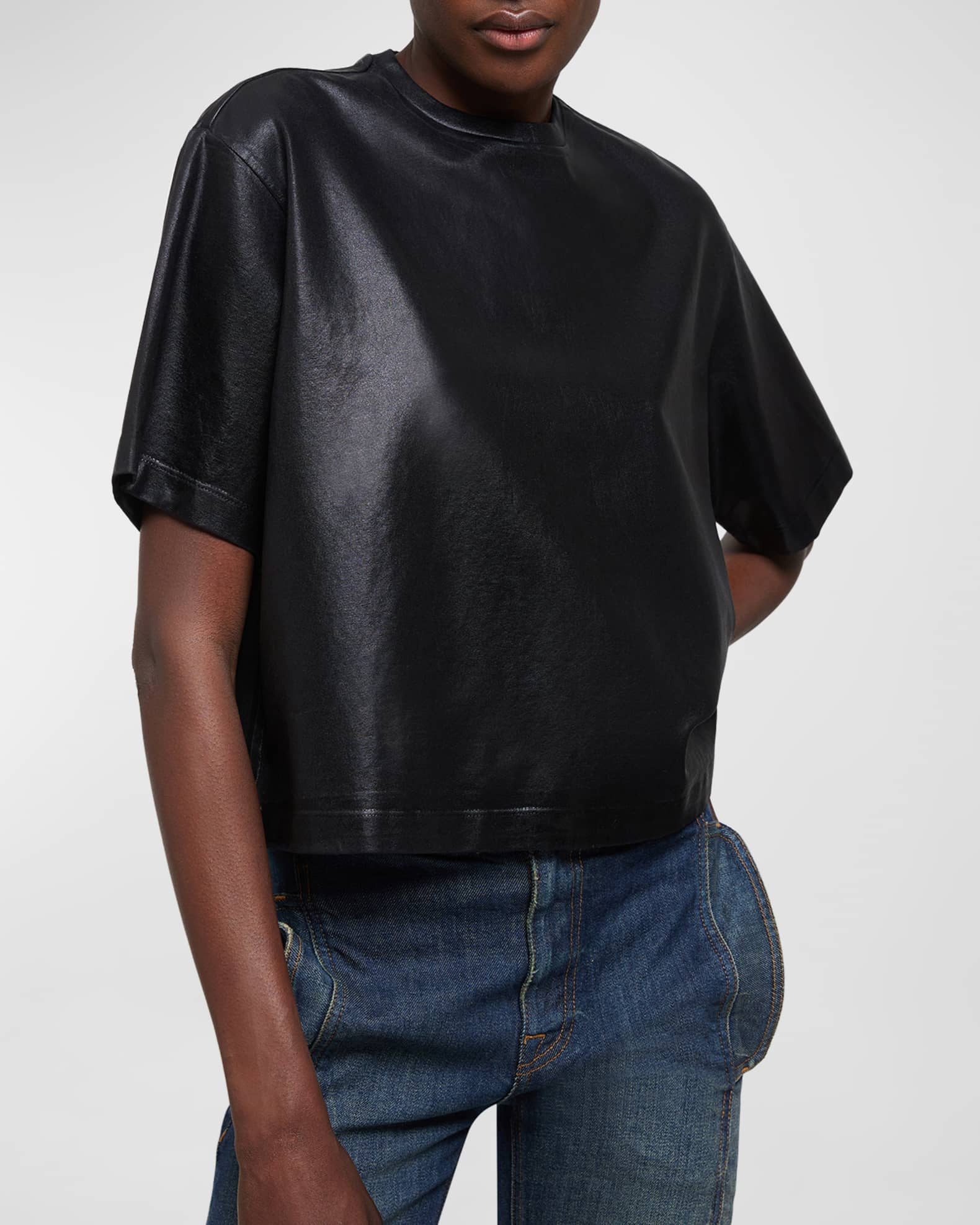 SIMKHAI Simkhai Label Short-Sleeve T-Shirt | Neiman Marcus