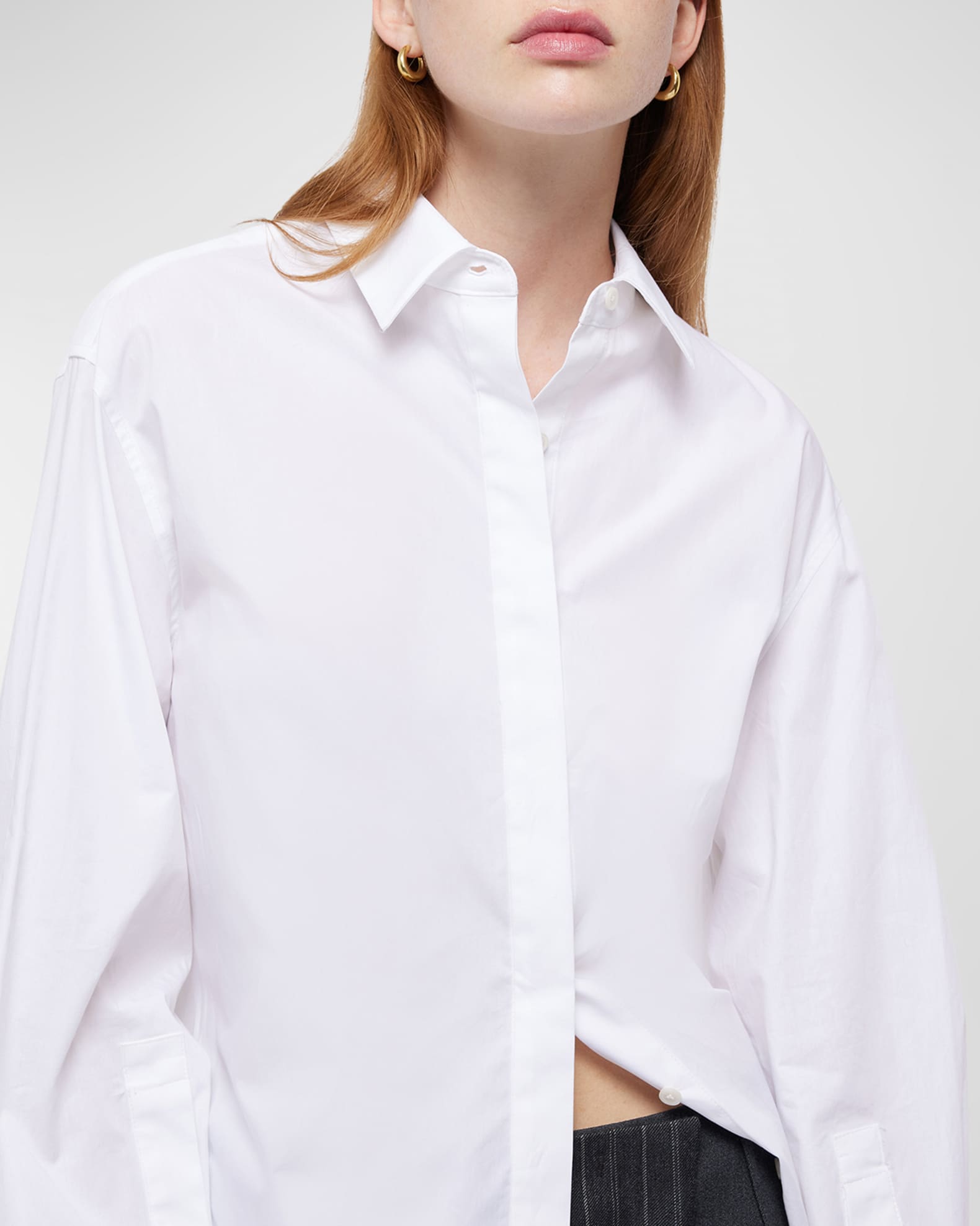 SIMKHAI Alfansa Long-Sleeve Button-Front Cotton Shirt | Neiman Marcus
