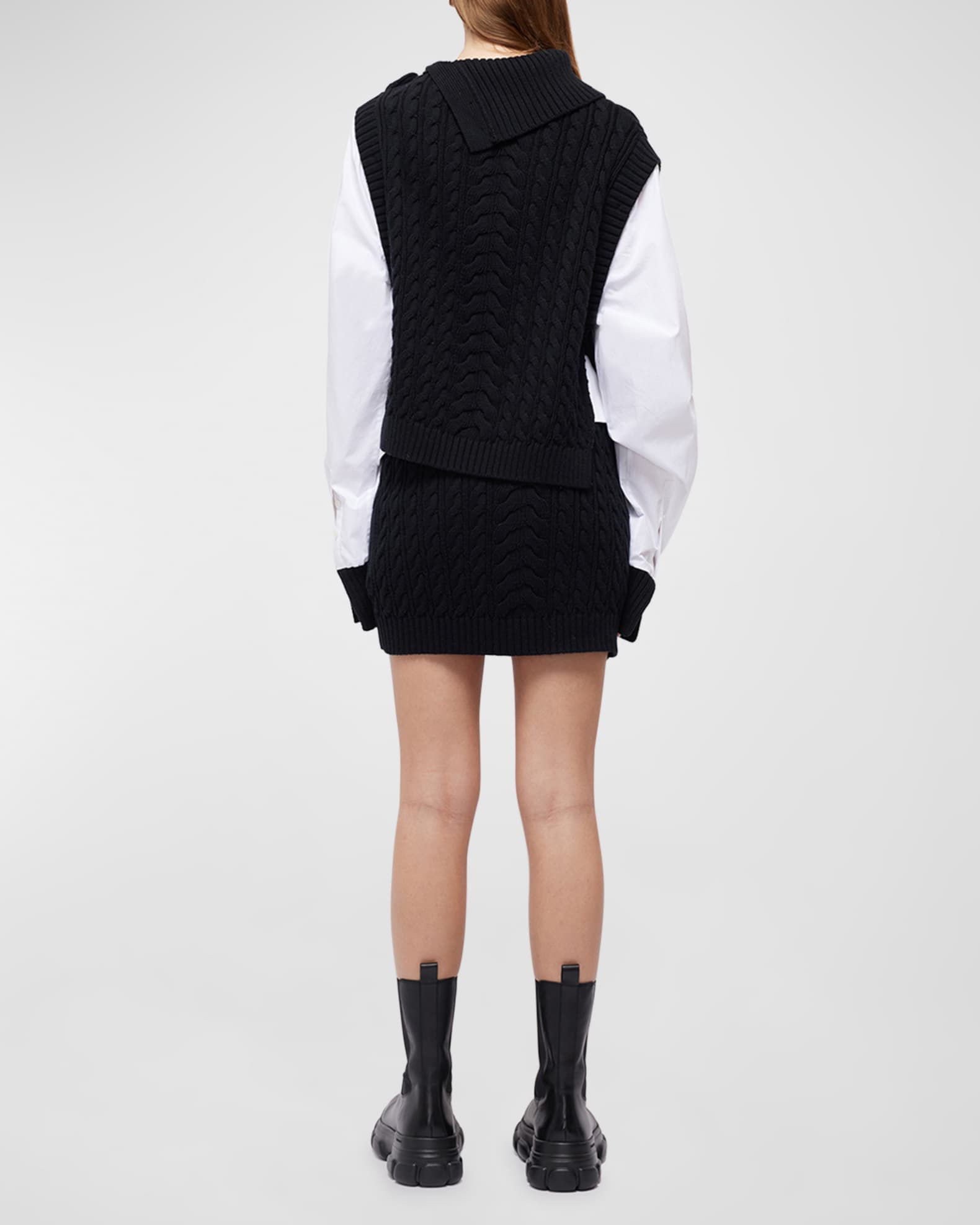 SIMKHAI Linnea Long-Sleeve Combo Knit Pullover Sweater | Neiman Marcus