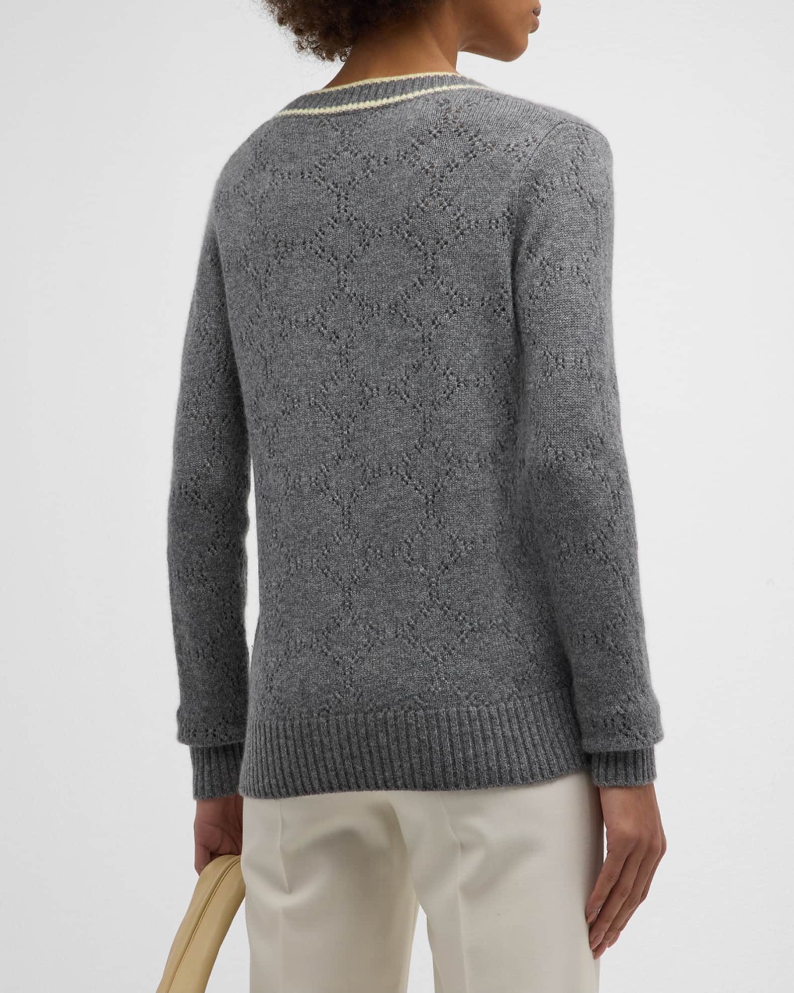 Neiman Marcus Cashmere Collection Cashmere V-Neck Tennis Sweater ...