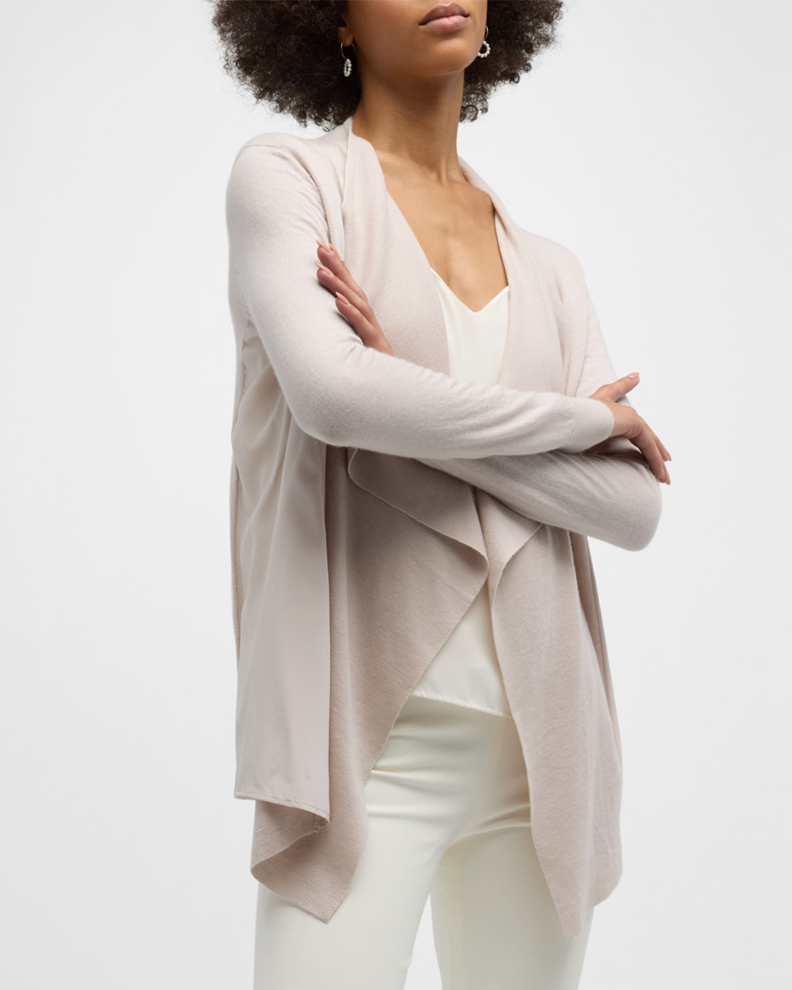 Neiman Marcus Cashmere Collection Cashmere Superfine Draped Cardigan ...