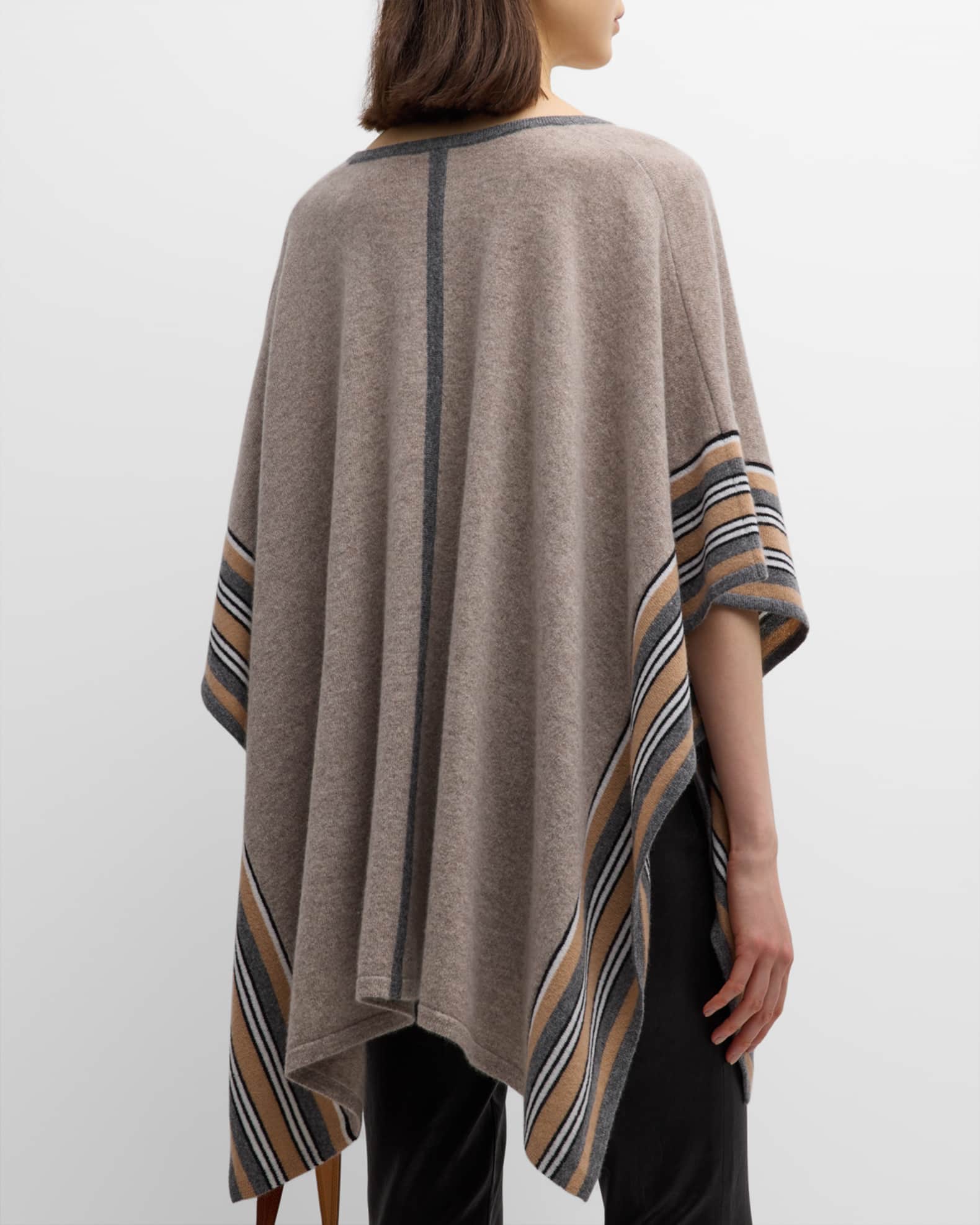 Neiman Marcus Cashmere Collection Cashmere Striped Poncho | Neiman Marcus