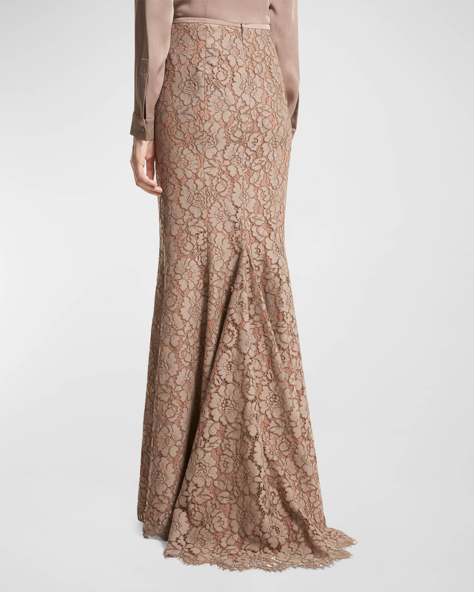 Michael Kors Collection Large Floral Lace Long Fishtail Skirt | Neiman ...