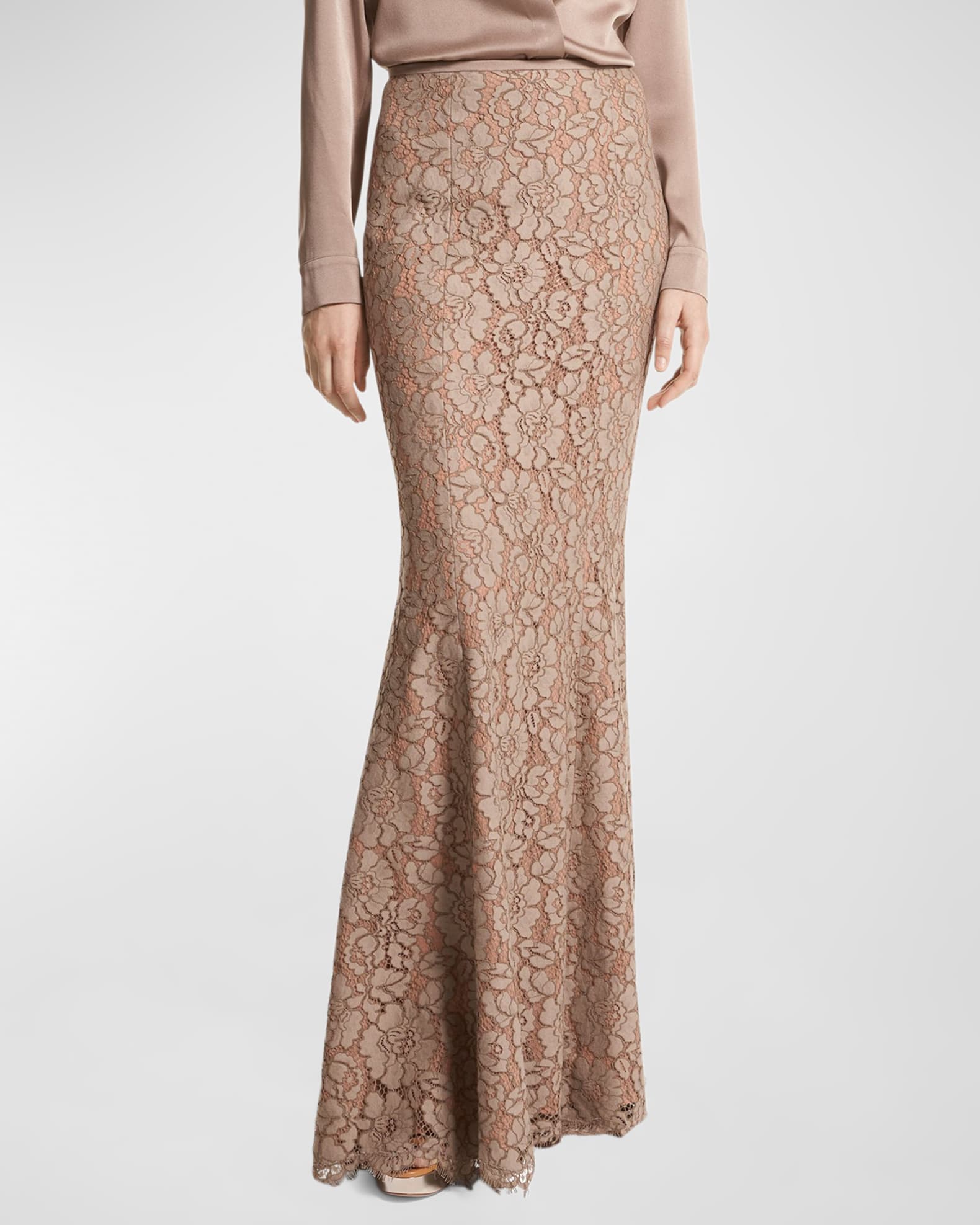 Michael Kors Collection Large Floral Lace Long Fishtail Skirt | Neiman ...