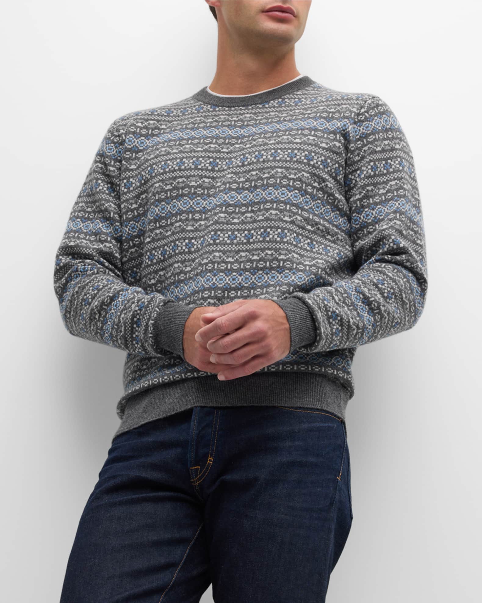 Peter Millar Men's Conway Wool-Cashmere Fair Isle Crewneck Sweater ...