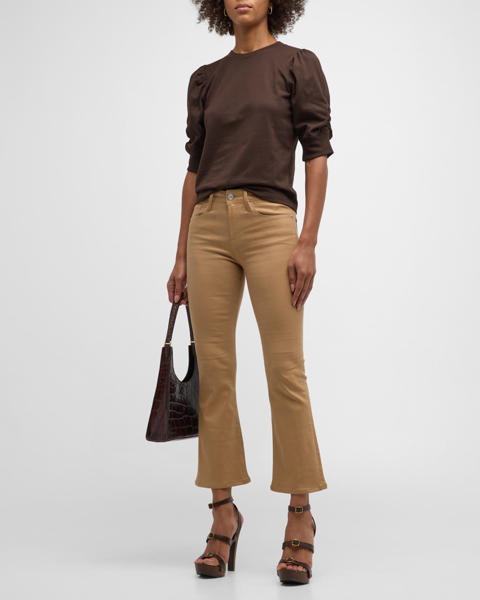 FRAME Le Crop Mini Boot Coated Jeans | Neiman Marcus