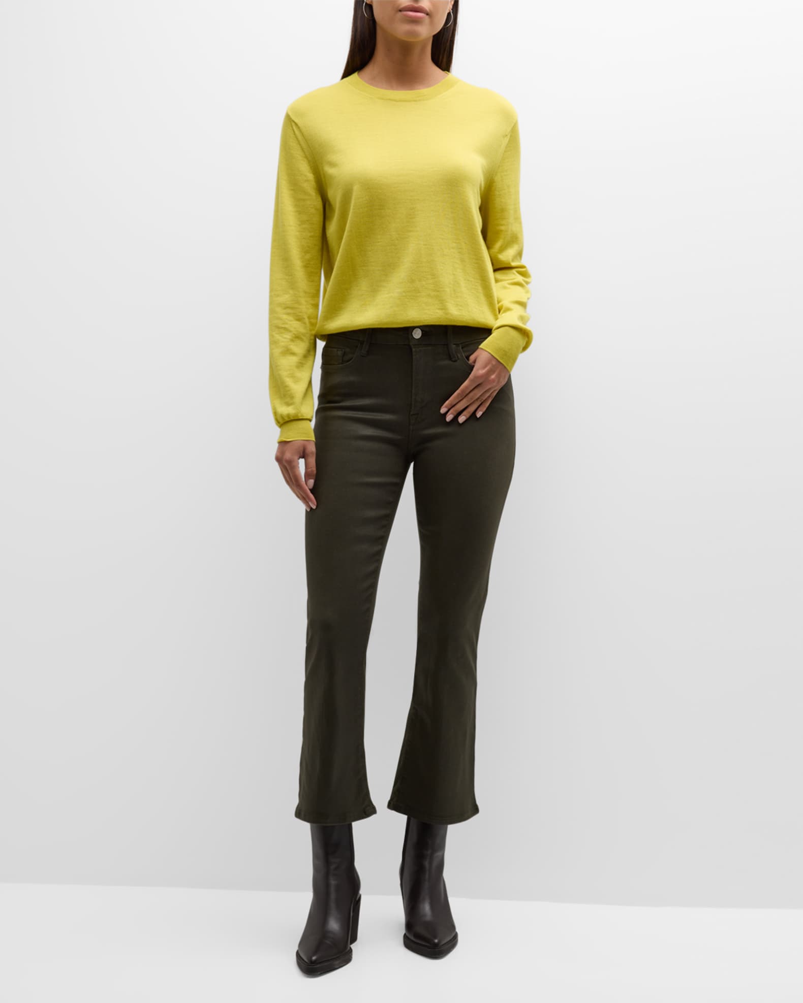 FRAME Le Crop Mini Boot Coated Jeans | Neiman Marcus