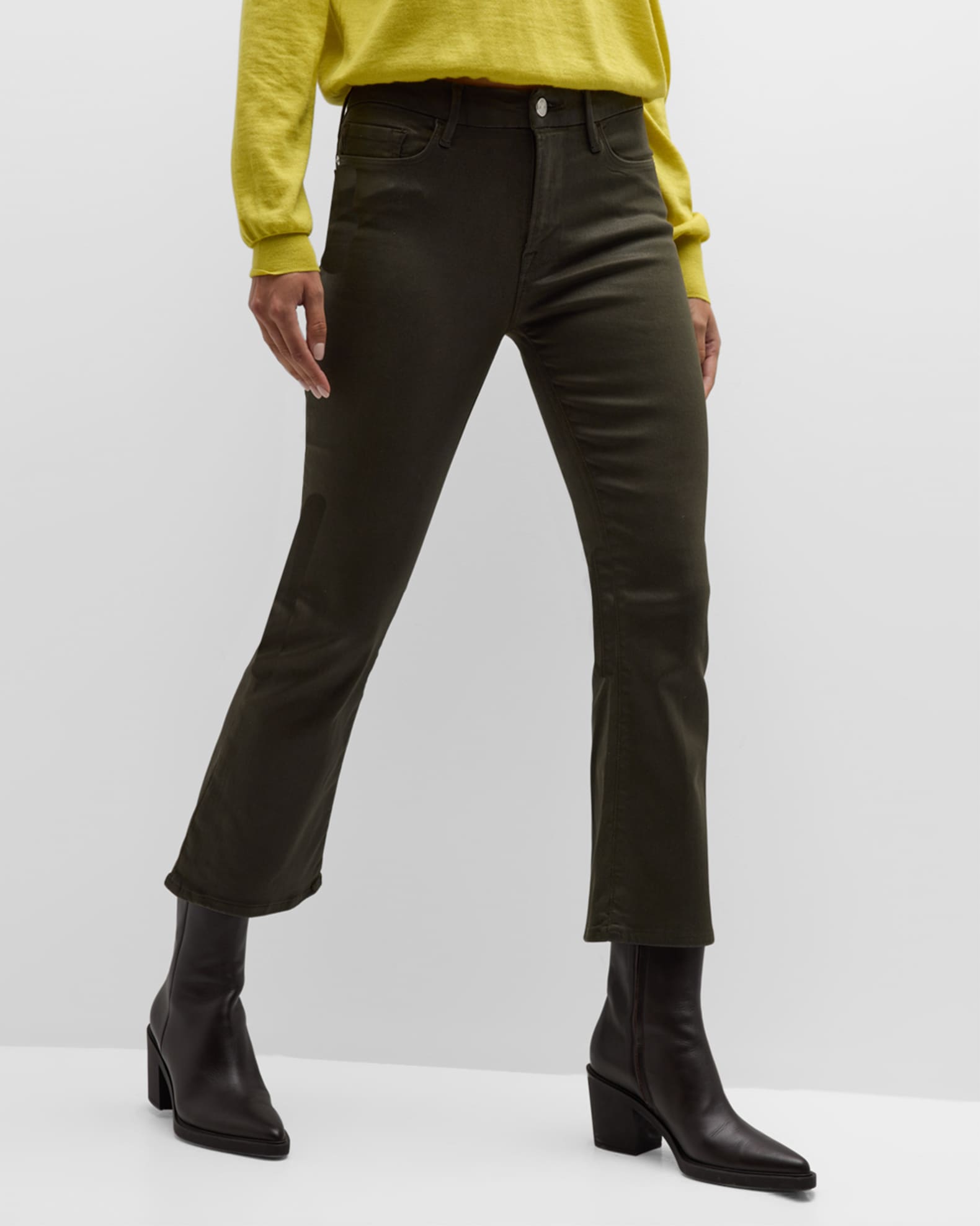 FRAME Le Crop Mini Boot Coated Jeans | Neiman Marcus