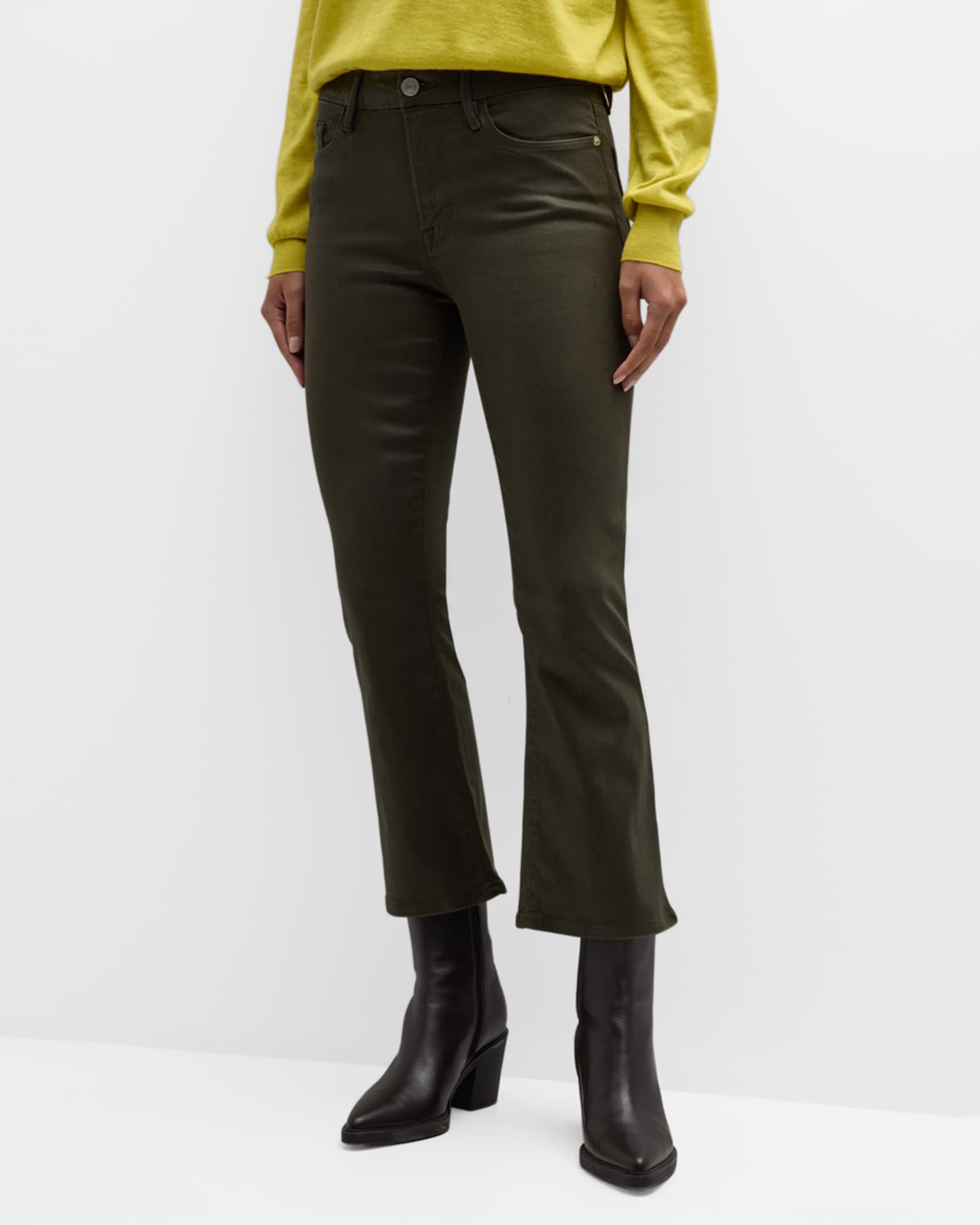 FRAME Le Crop Mini Boot Coated Jeans | Neiman Marcus