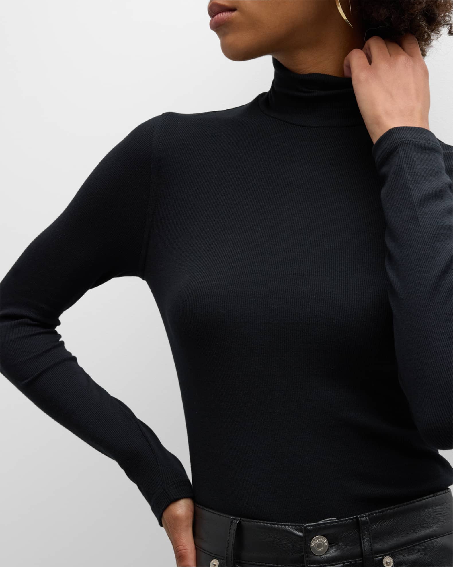 FRAME Ribbed Turtleneck Top | Neiman Marcus