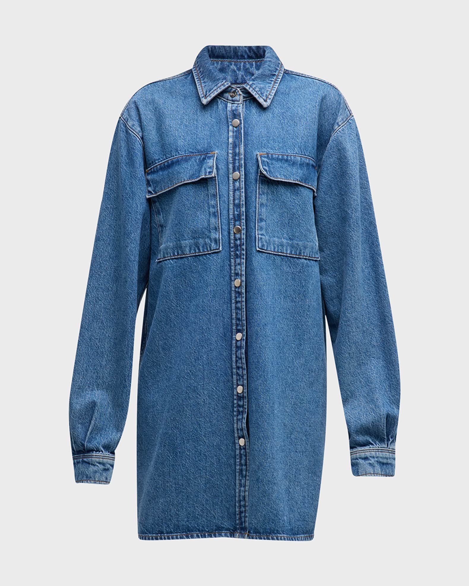 FRAME The A-Line Denim Shirtdress | Neiman Marcus