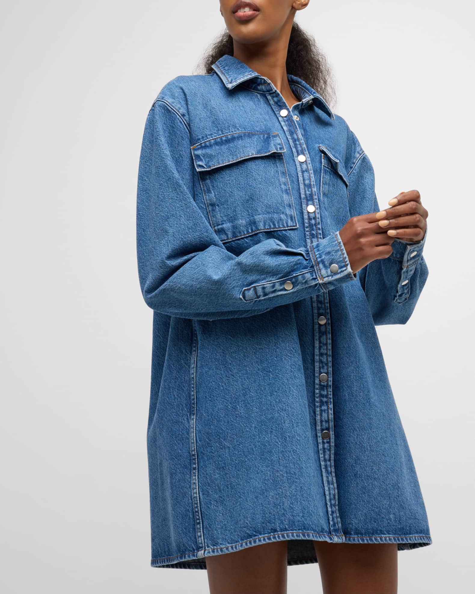 FRAME The A-Line Denim Shirtdress | Neiman Marcus