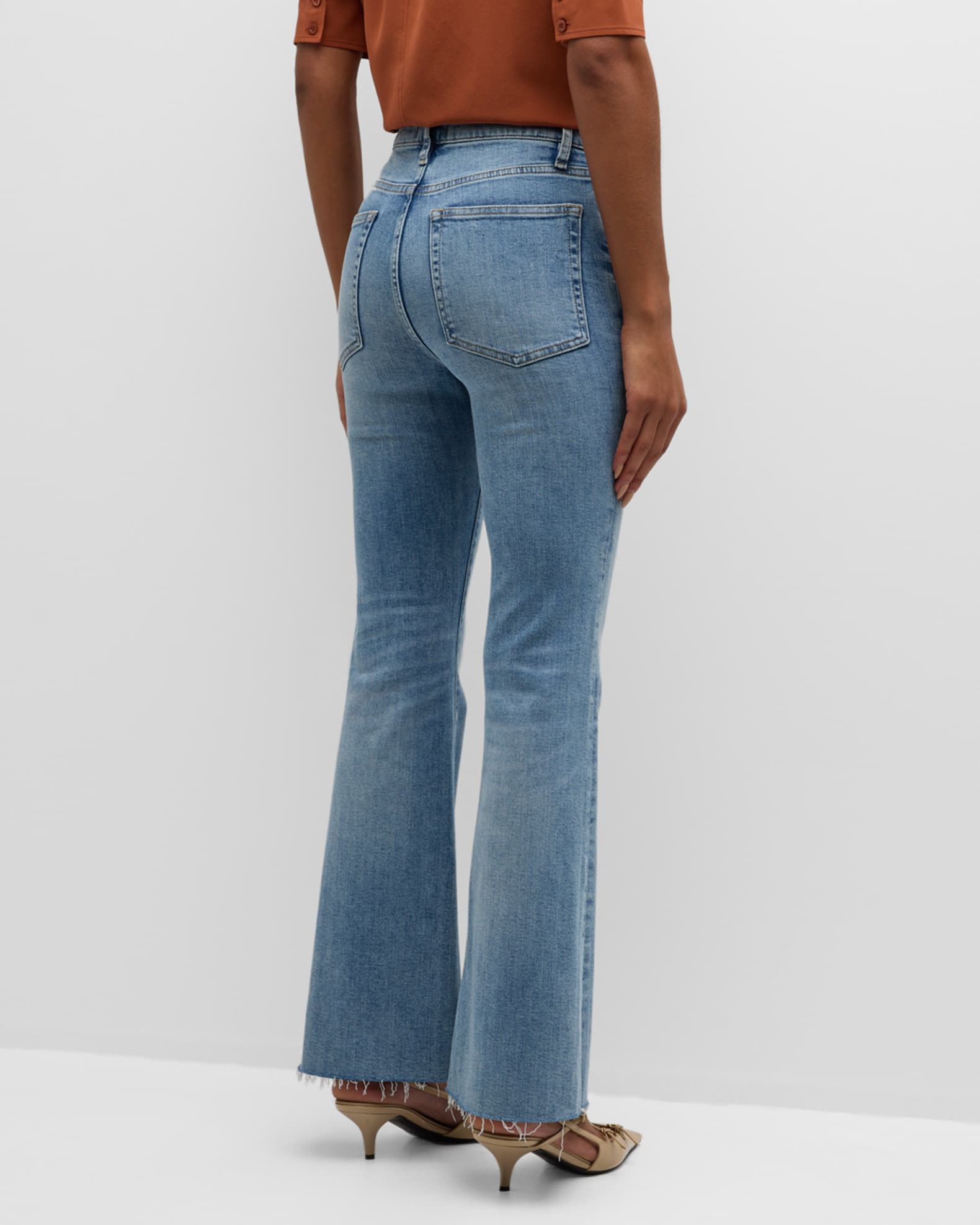 FRAME Le Easy Flare Raw Fray Jeans | Neiman Marcus