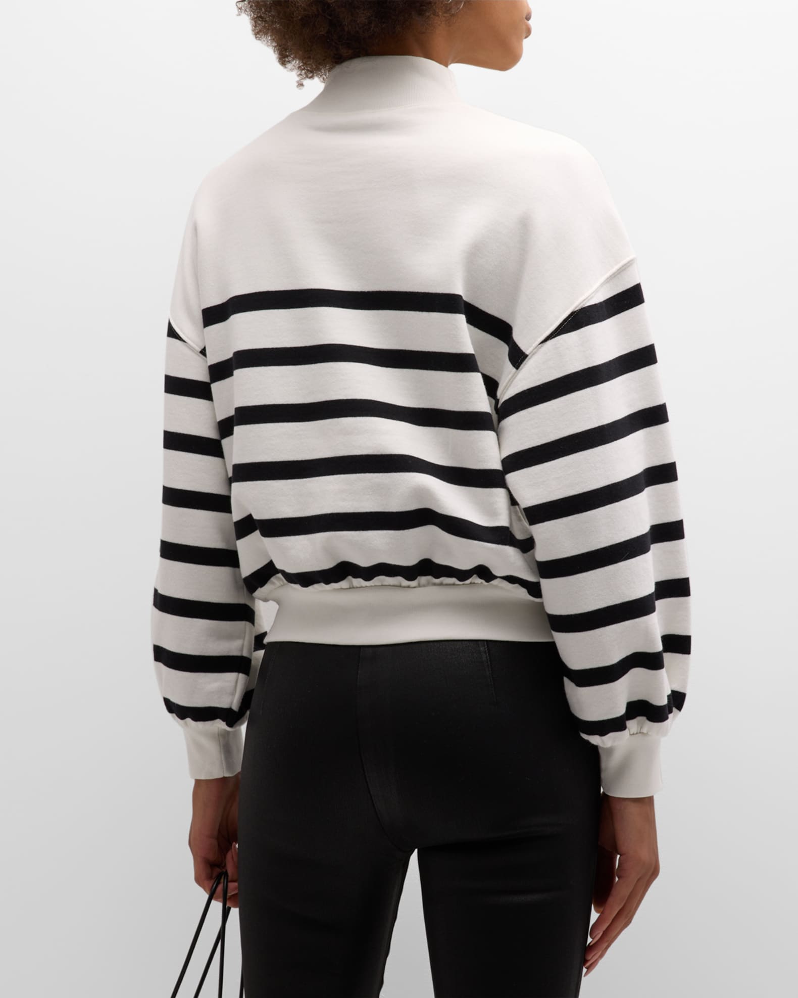 FRAME Striped Mock-Neck Sweatshirt | Neiman Marcus