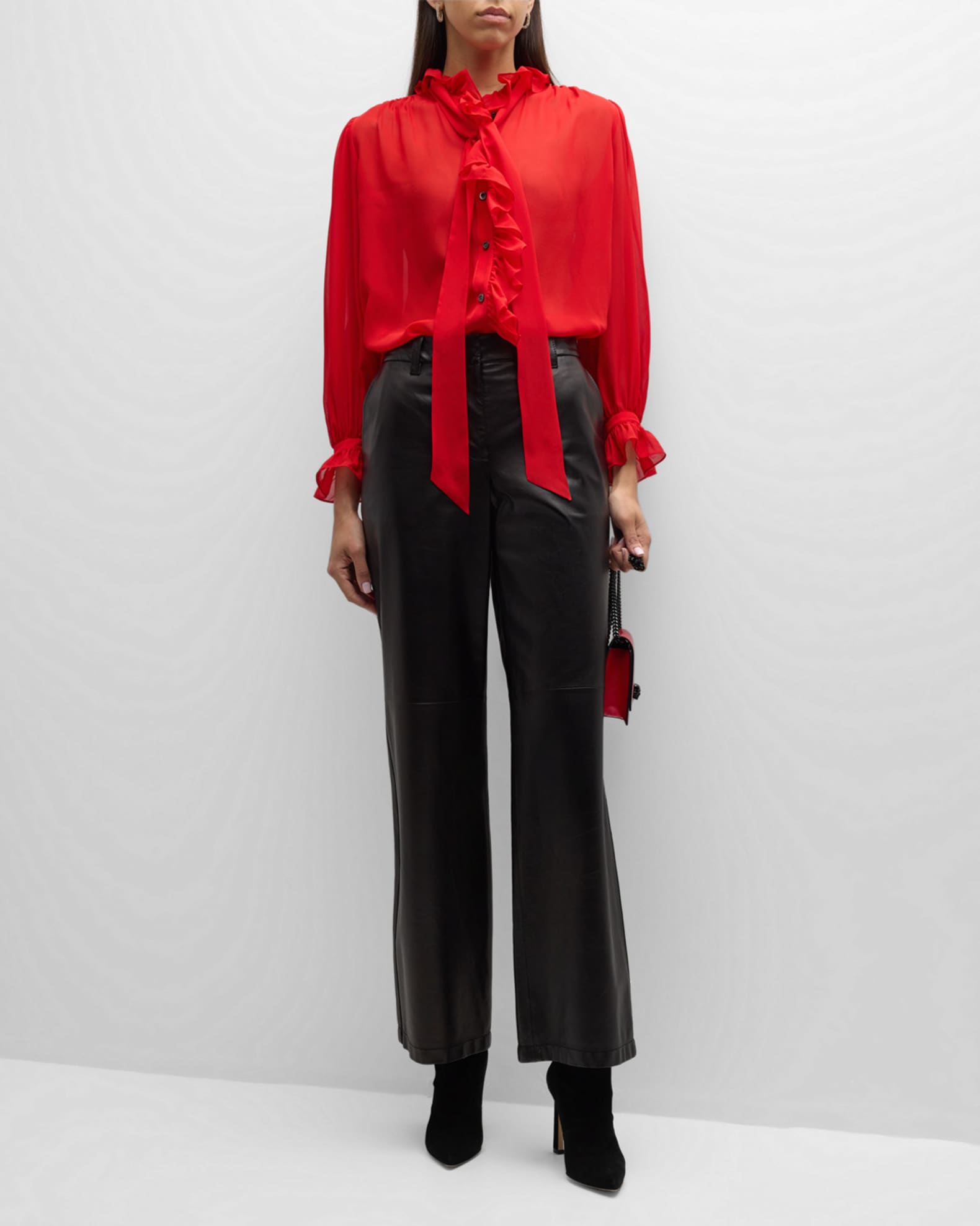 FRAME Ruffled Silk Button-Front Top | Neiman Marcus