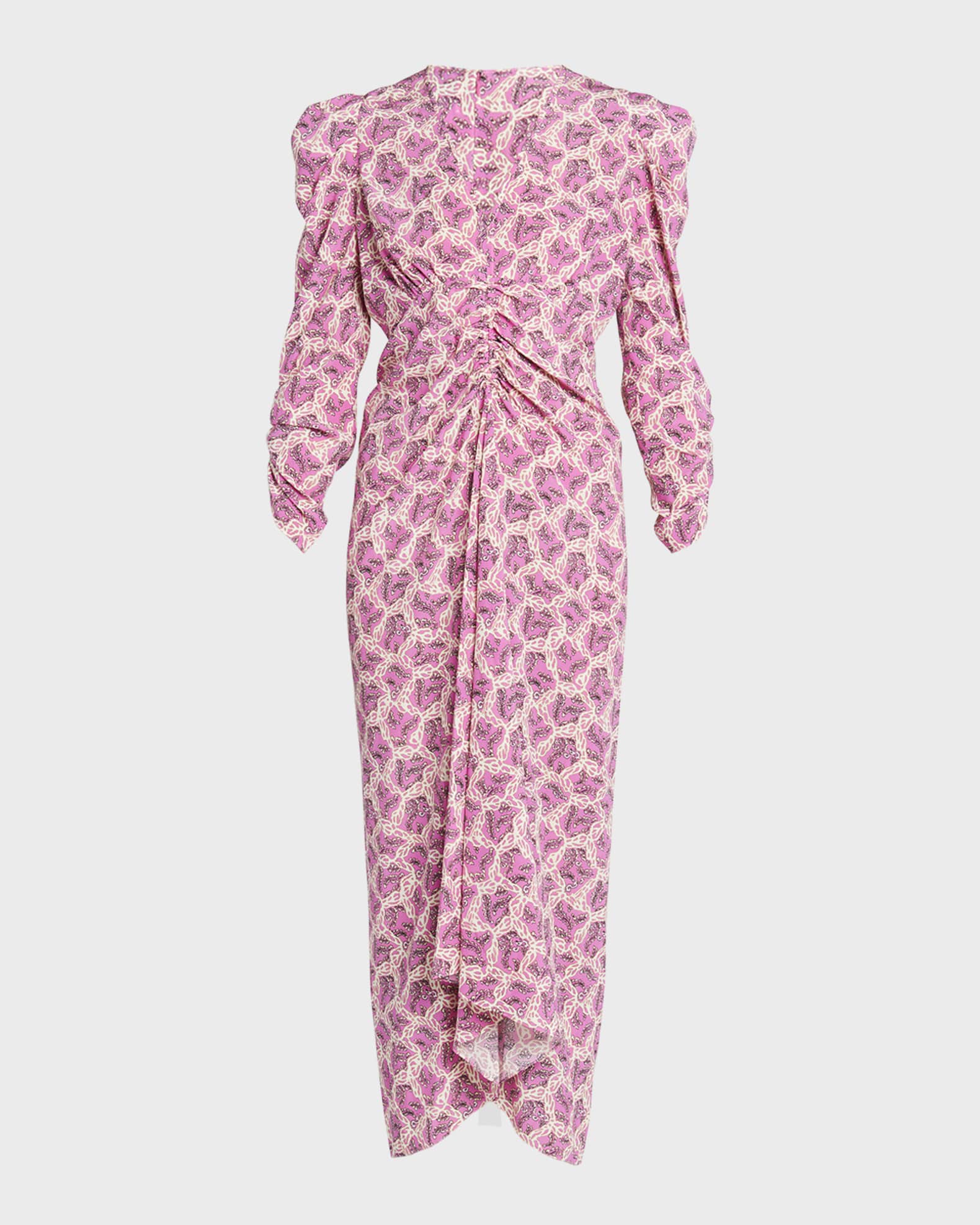 Isabel Marant Albini Ruched Floral-Print Midi Dress | Neiman Marcus