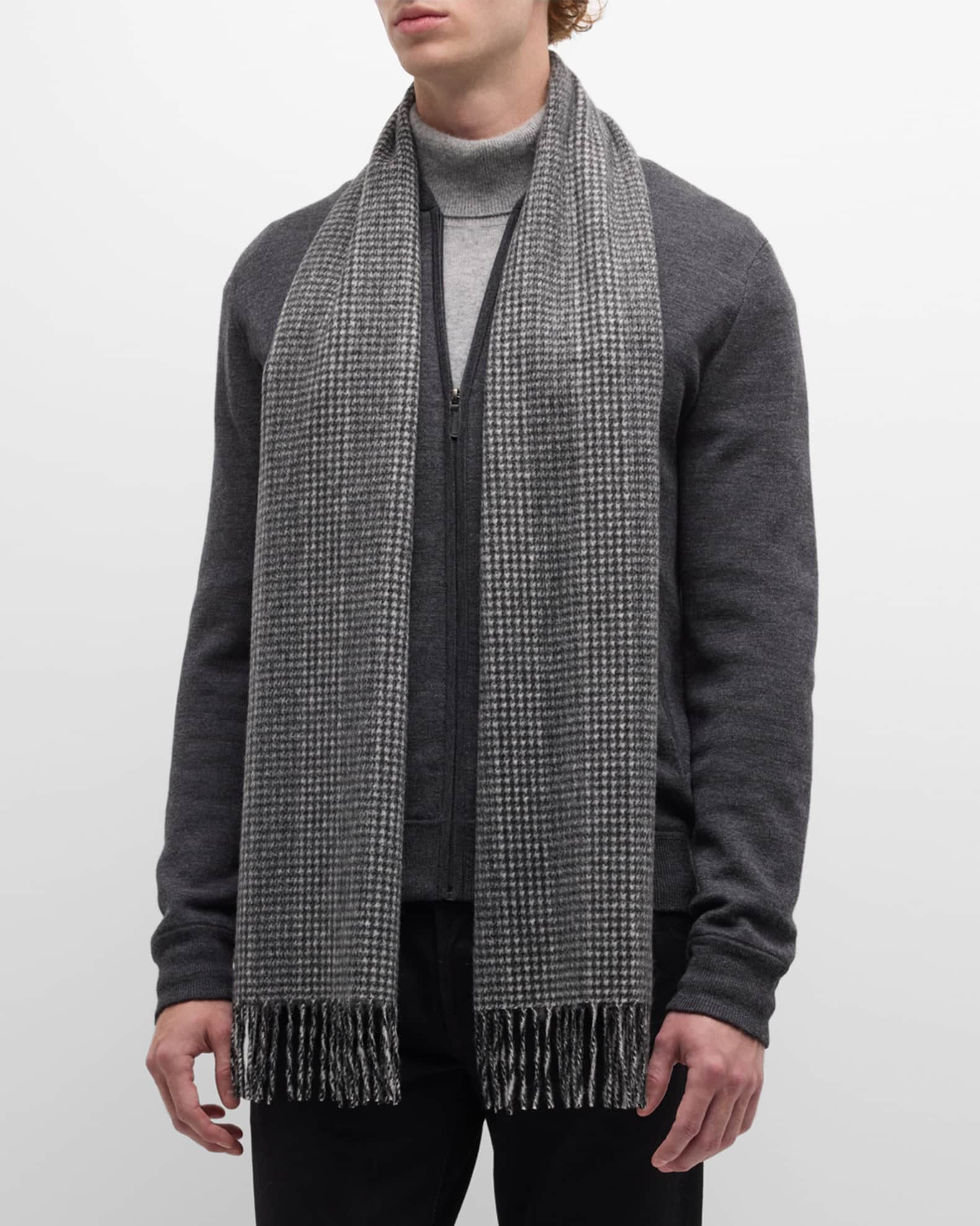 Neiman Marcus Men's Cashmere Houndstooth Scarf | Neiman Marcus