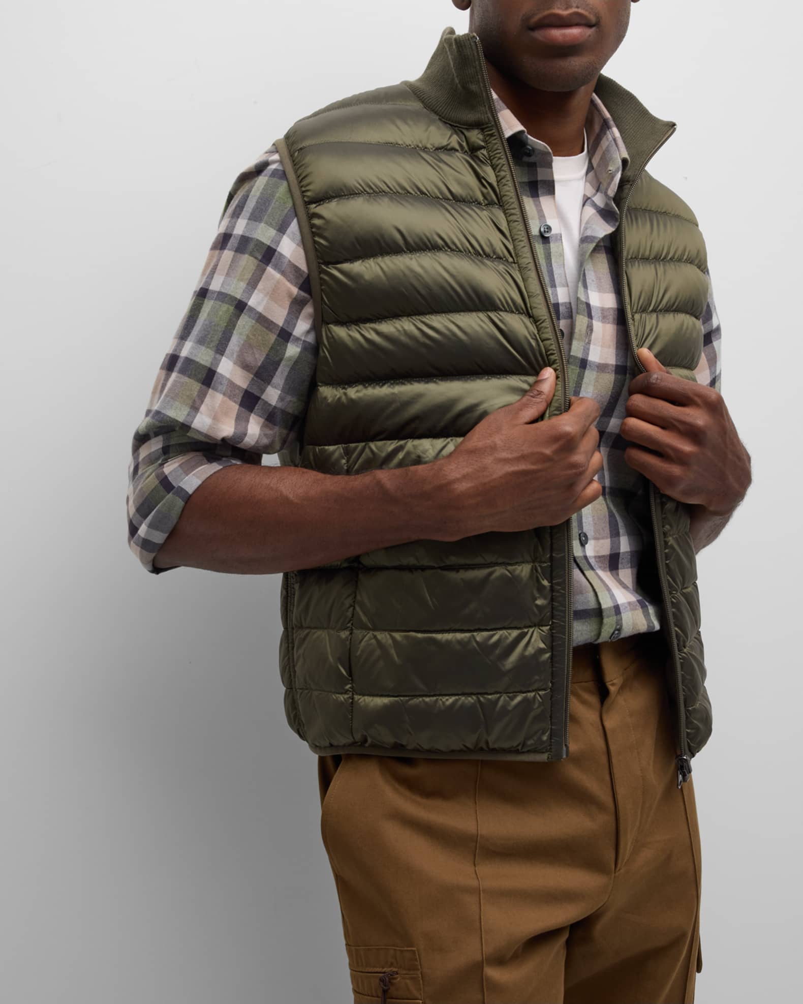 Neiman Marcus Men's Cashmere-Lined Quilted Nylon Vest | Neiman Marcus