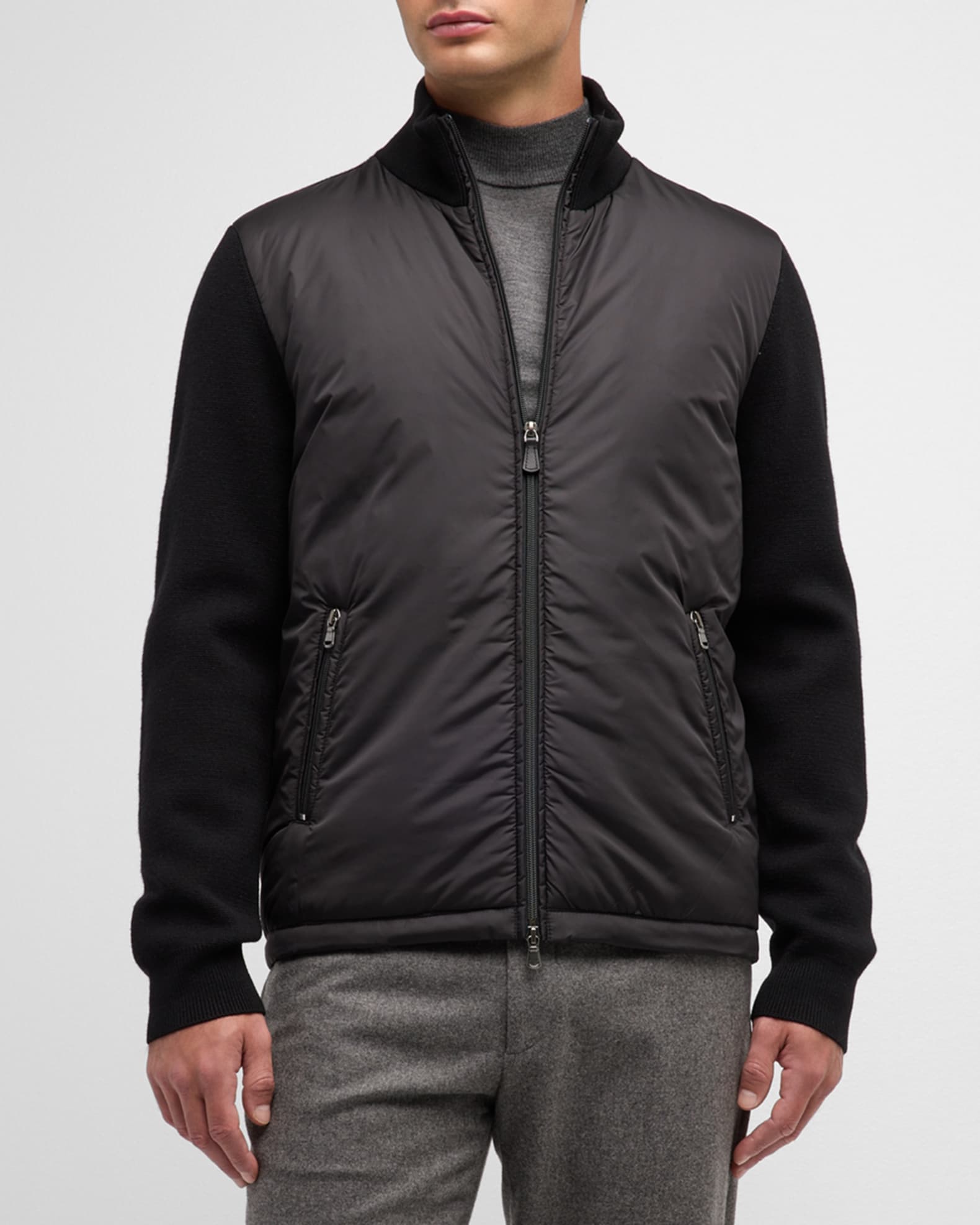 Neiman Marcus Men's Wool and Nylon Full-Zip Jacket | Neiman Marcus