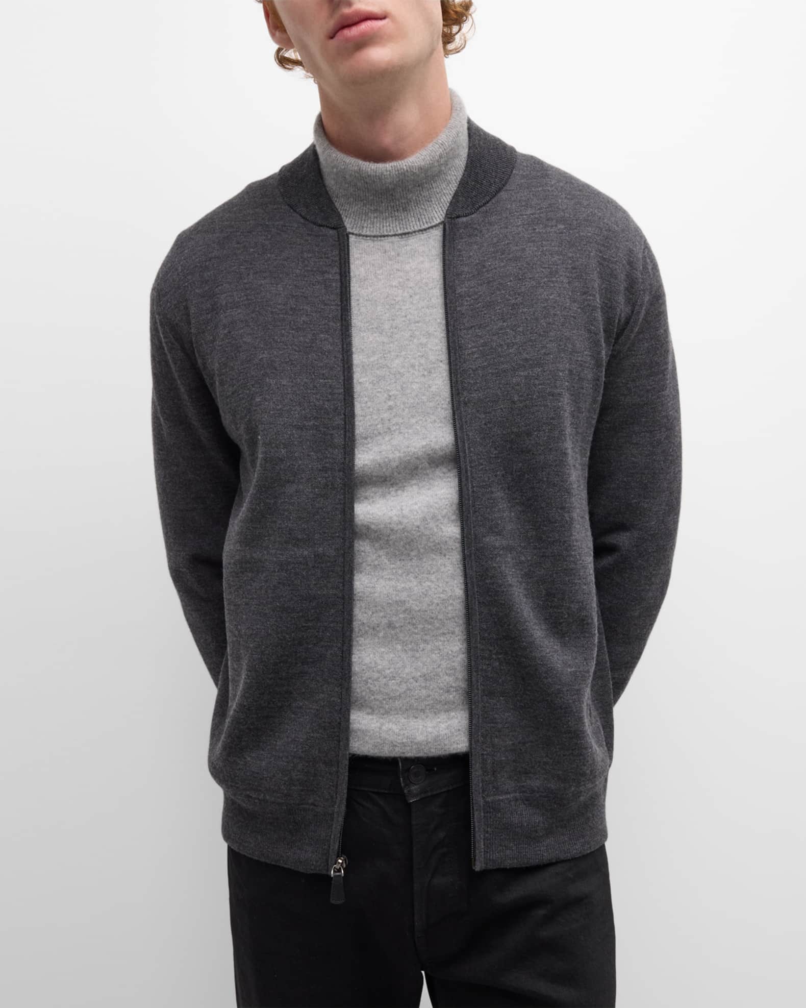 Neiman Marcus Men's Double-Faced Wool Full Zip Jacket | Neiman Marcus