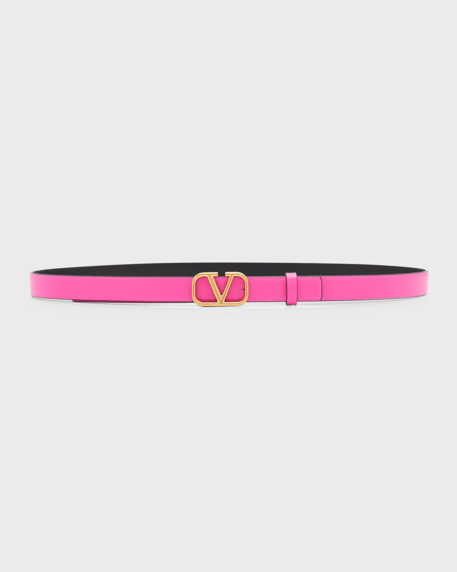 Valentino Garavani Signature V-Logo Reversible Leather Skinny Belt ...