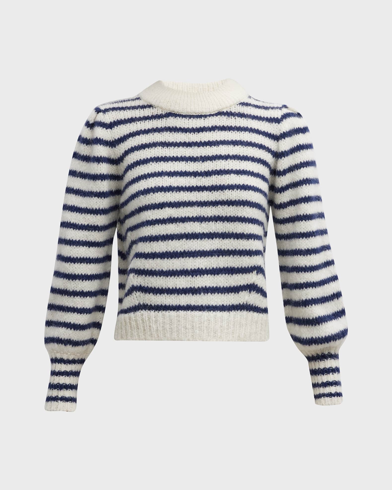 ELEVEN SIX Kate Striped Blouson-Sleeve Sweater | Neiman Marcus