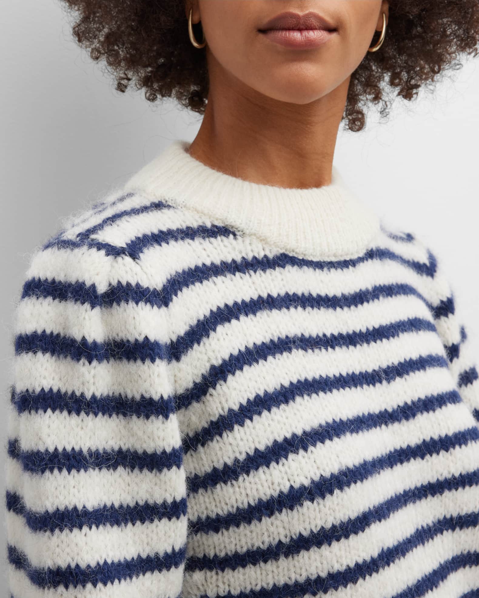 ELEVEN SIX Kate Striped Blouson-Sleeve Sweater | Neiman Marcus