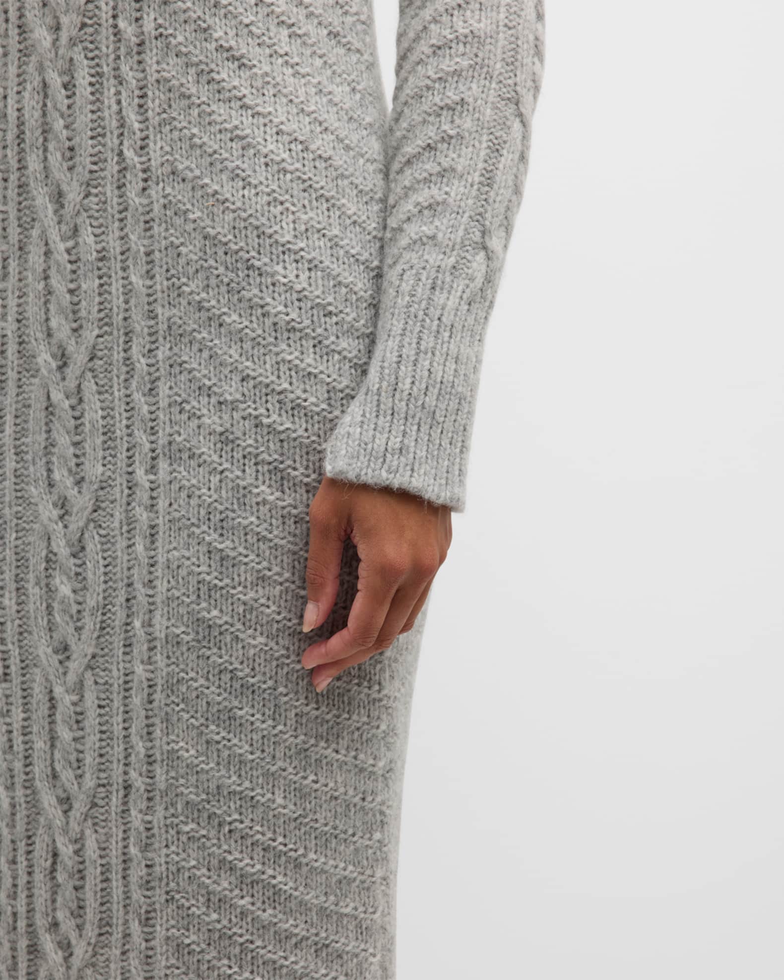 ELEVEN SIX Lora Cable-Knit Split-Cuff Midi Sweater Dress | Neiman Marcus
